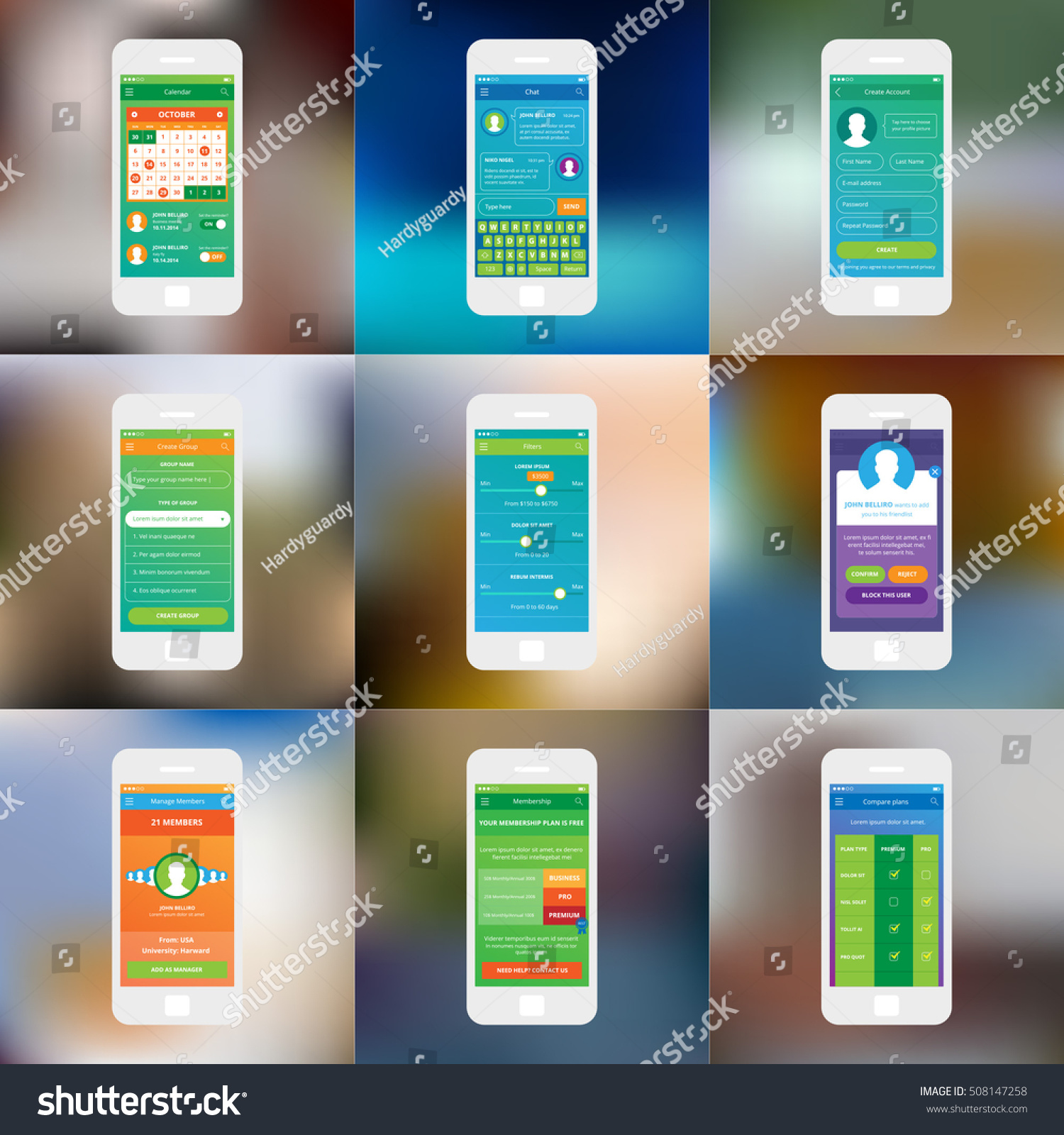 Mobile App Single Screens Ui Kit: เวกเตอร์สต็อก (ปลอดค่าลิขสิทธิ์ ...