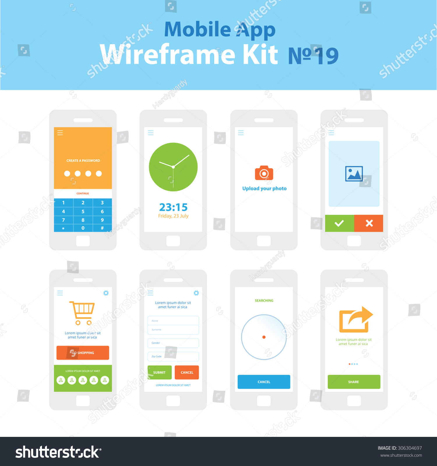 Mobile App Wireframe Ui Kit 19: เวกเตอร์สต็อก (ปลอดค่าลิขสิทธิ์ ...