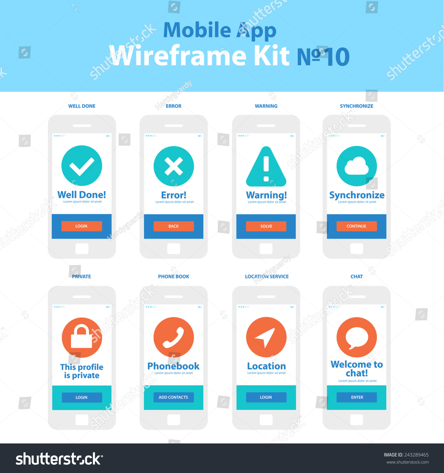 Mobile App Wireframe Ui Kit 10 Stock-vektor (royaltyfri) 243289465 ...