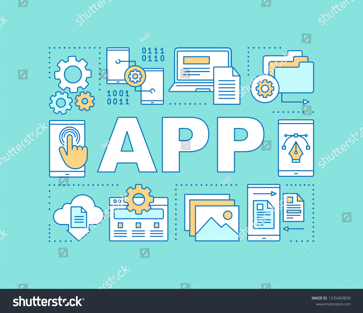 Mobile App Word Concepts Banner Data Stock Vector (Royalty Free ...