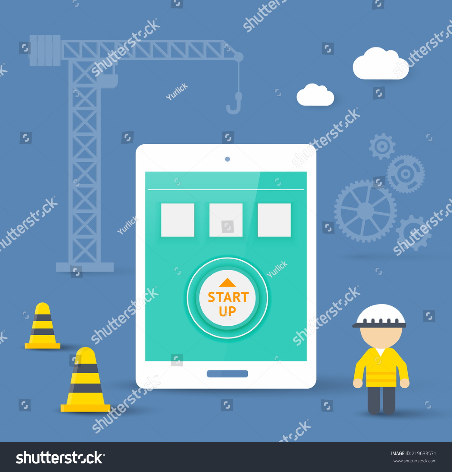 Mobile Application Development Process Start Concept Stock Vector