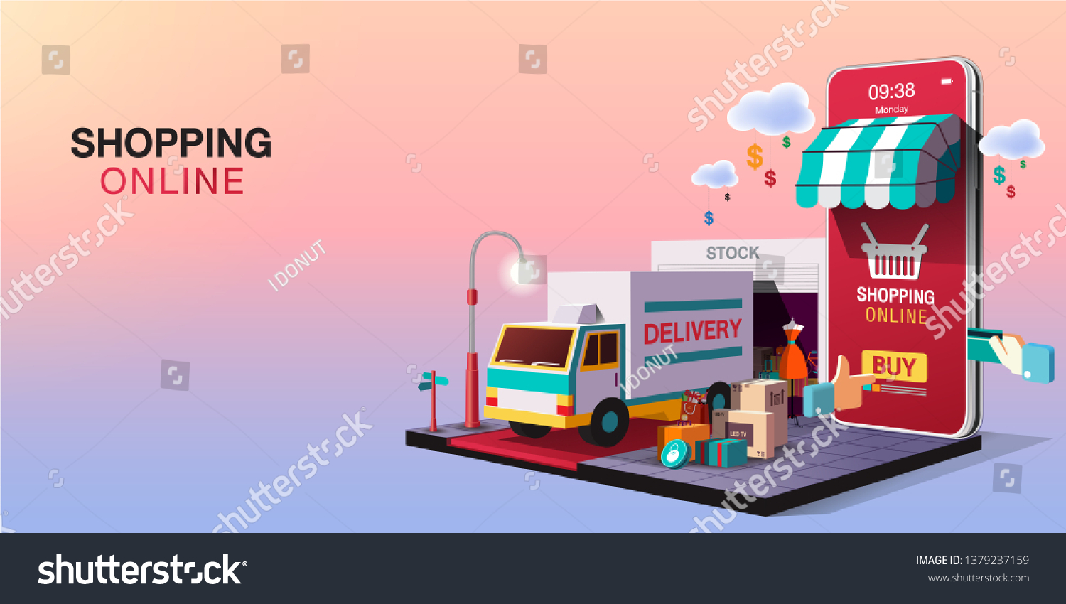 Mobile Application Shopping Online On Website Stock Vector (Royalty ...