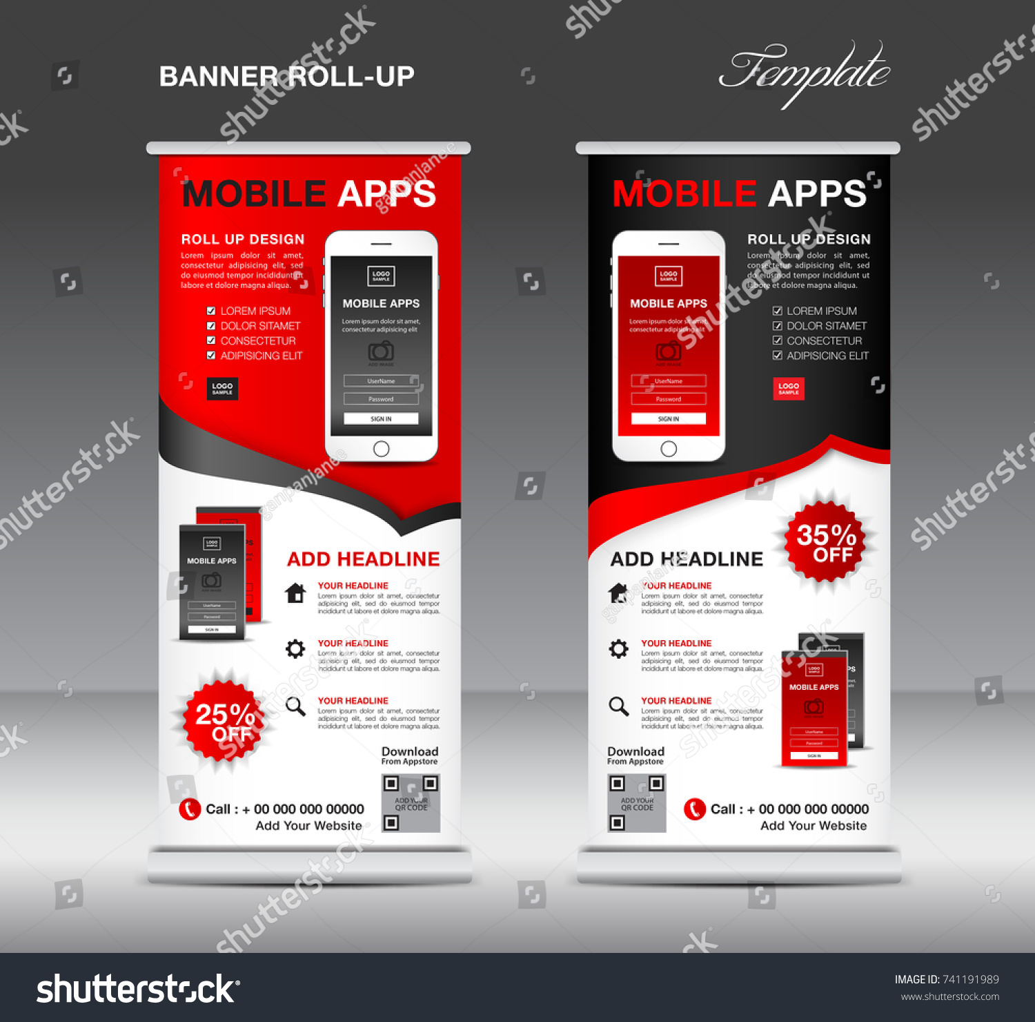 Mobile Apps Roll Banner Template Stand Stock Vector (Royalty Free ...