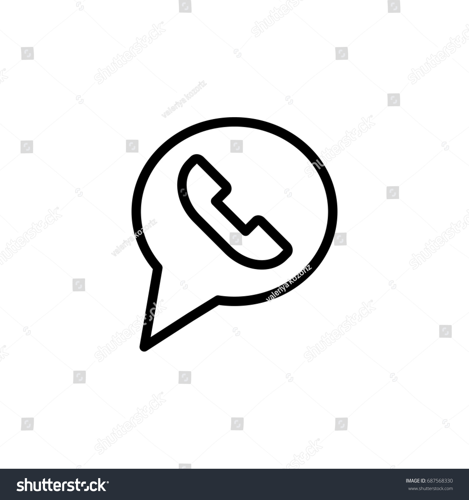 Mobile Call Notification Line Black Icon Stock Vector (Royalty Free ...