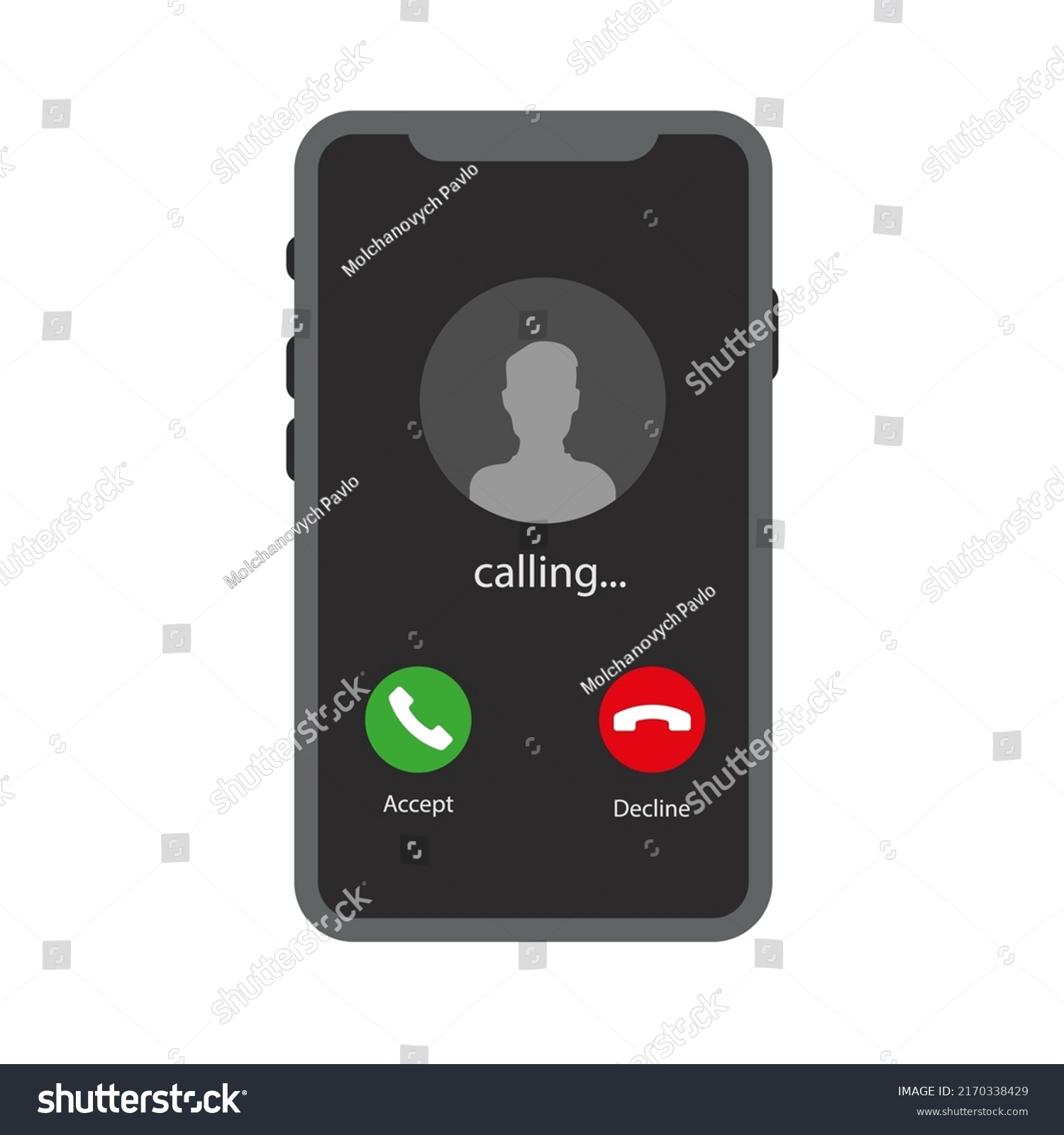 Mobile Call Screen Template Calling Mobile Stock Vector (Royalty Free ...