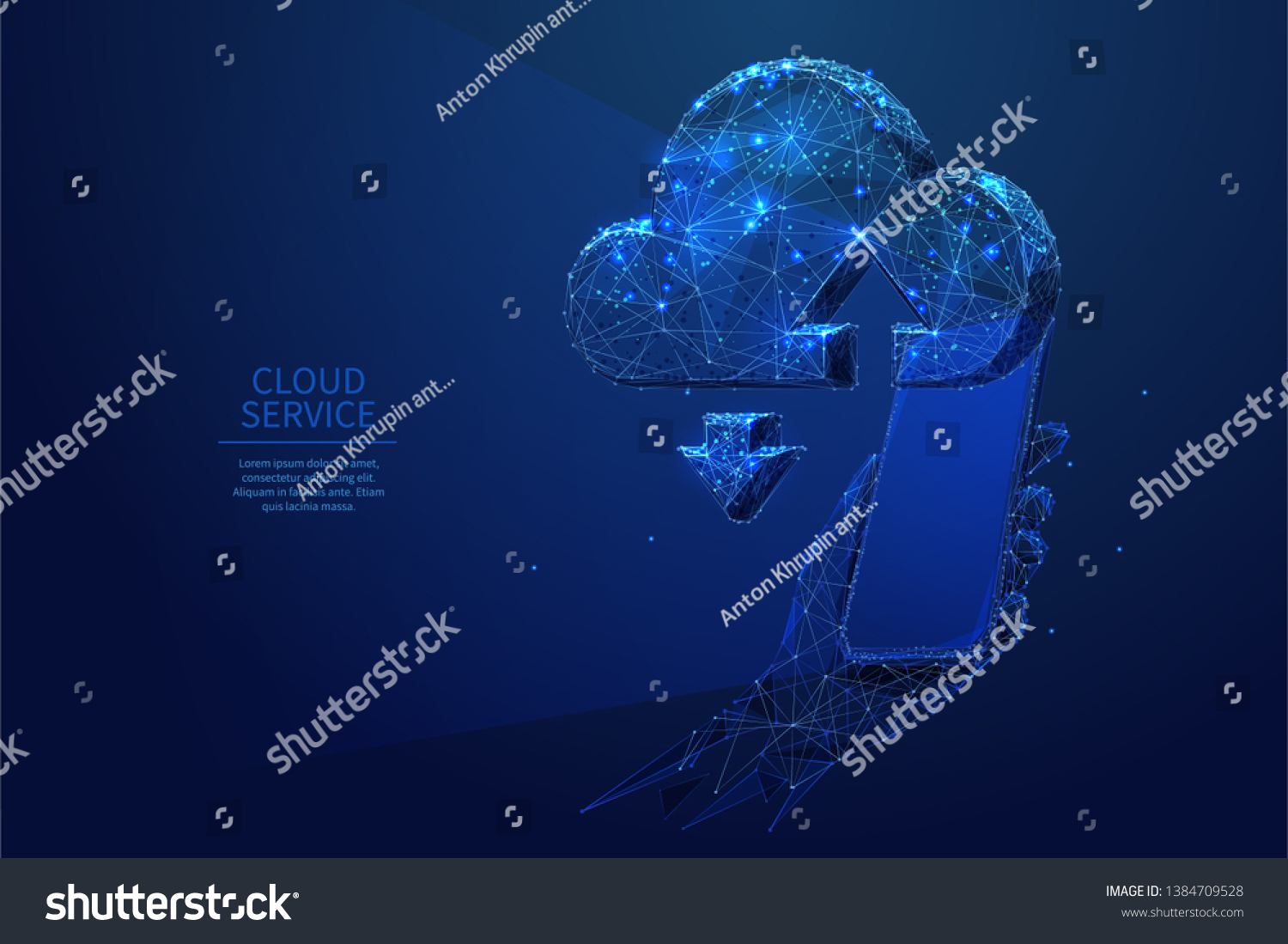 Mobile Cloud Storage Low Poly Wireframe: เวกเตอร์สต็อก (ปลอดค่า ...