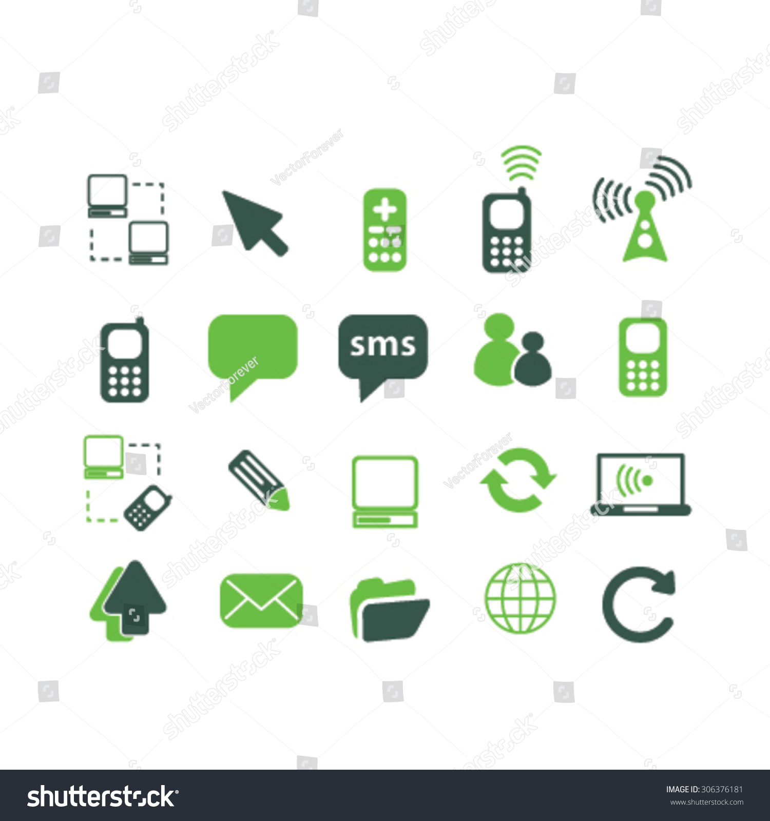 Mobile Communication Icons Stock Vector Illustration 306376181 ...