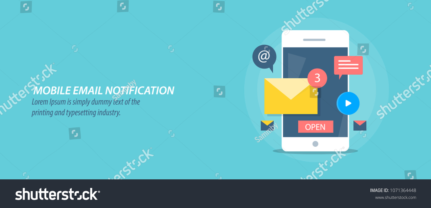 Mobile Email Notification Email Application Marketing Stock Vector ...