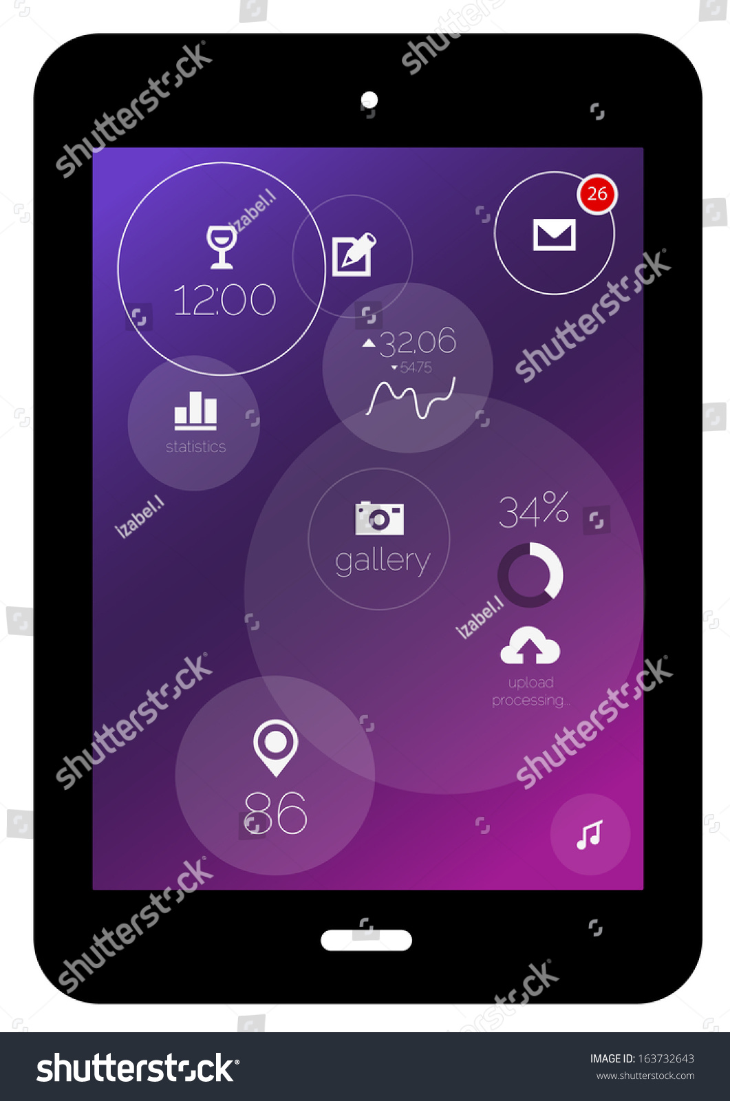 Mobile Flat Design Ui Template Modern: vector de stock (libre de ... Mobile Flat Design Ui Template Modern: vector de stock (libre de ...