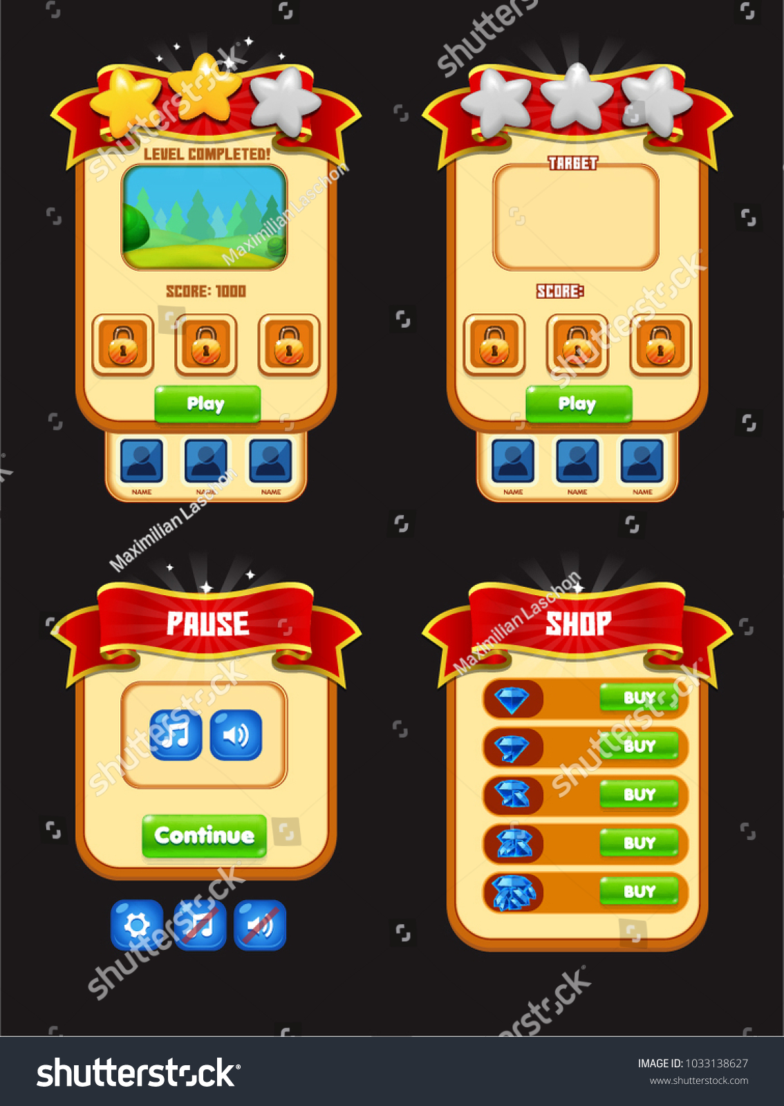 Mobile Game User Interface Panels Pop Stock Vector (Royalty Free ...