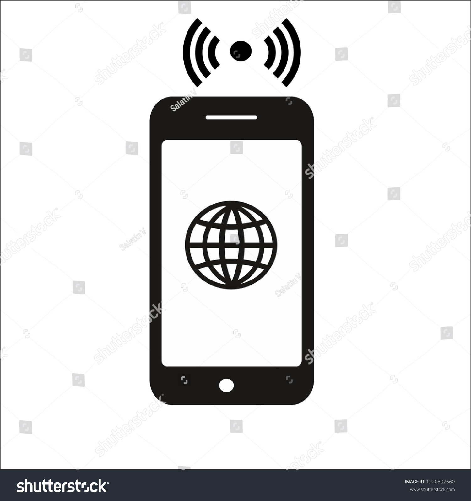Mobile Globe Signal Vector Icon: vector de stock (libre de regalías ...