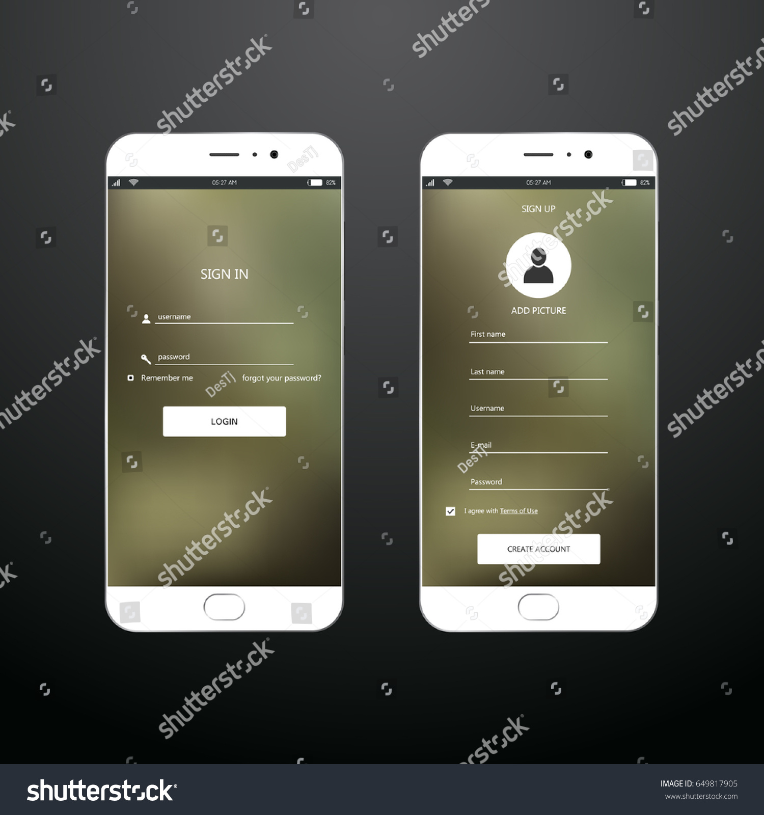 Mobile Login and SIgn Up Forms,: Stock-Vektorgrafik (Lizenzfrei ...