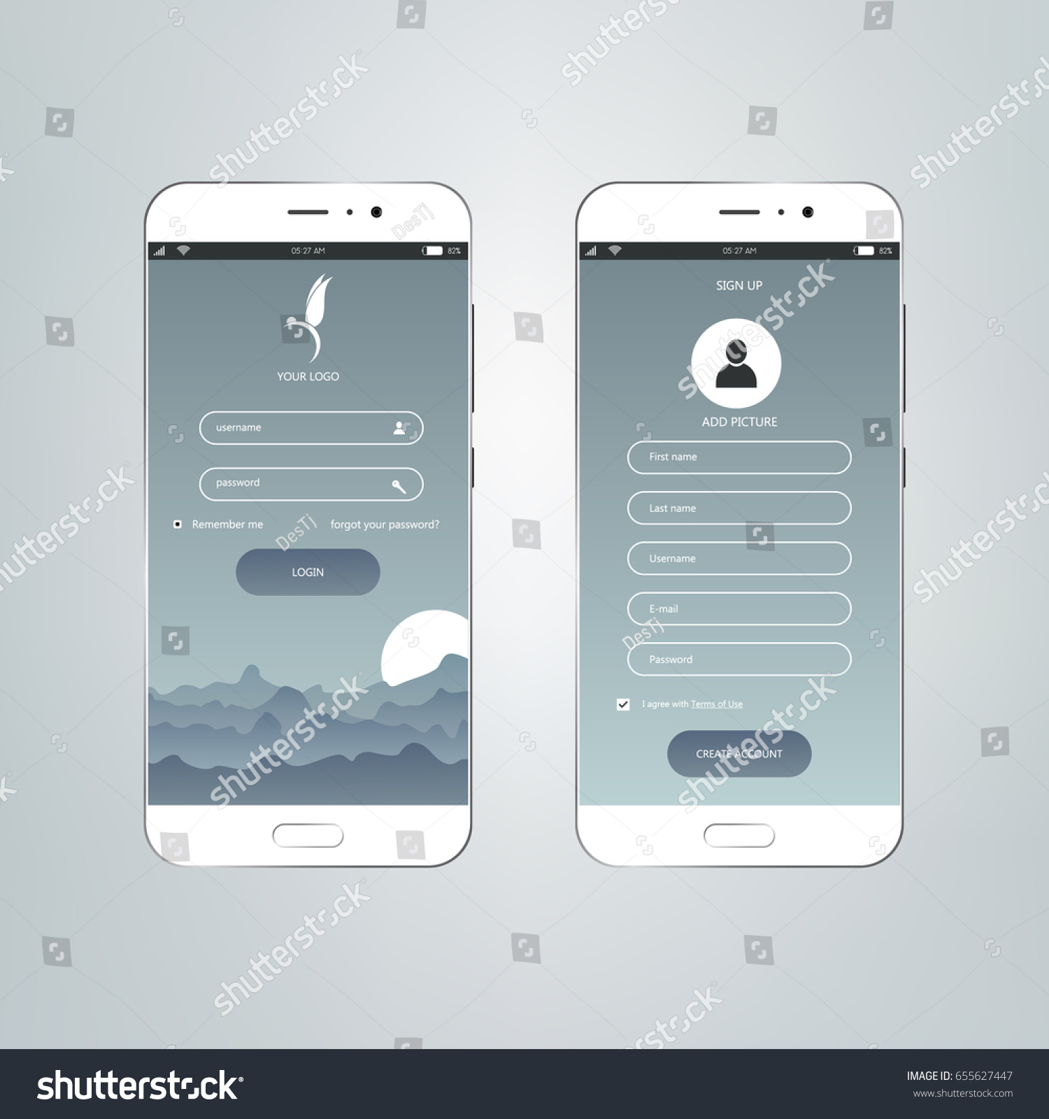 Formularios De Inicio De Sesión Móvil: vector de stock (libre de ...