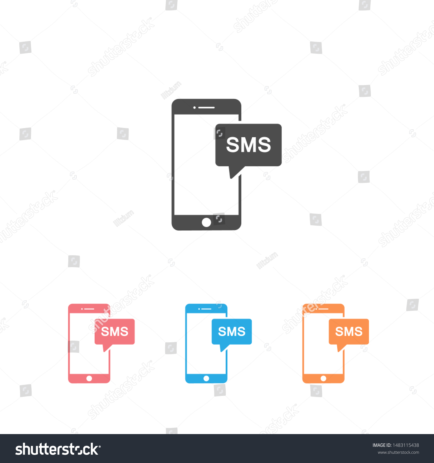 Mobile Message Icon Set Vector Illustration Stock Vector (Royalty Free ...