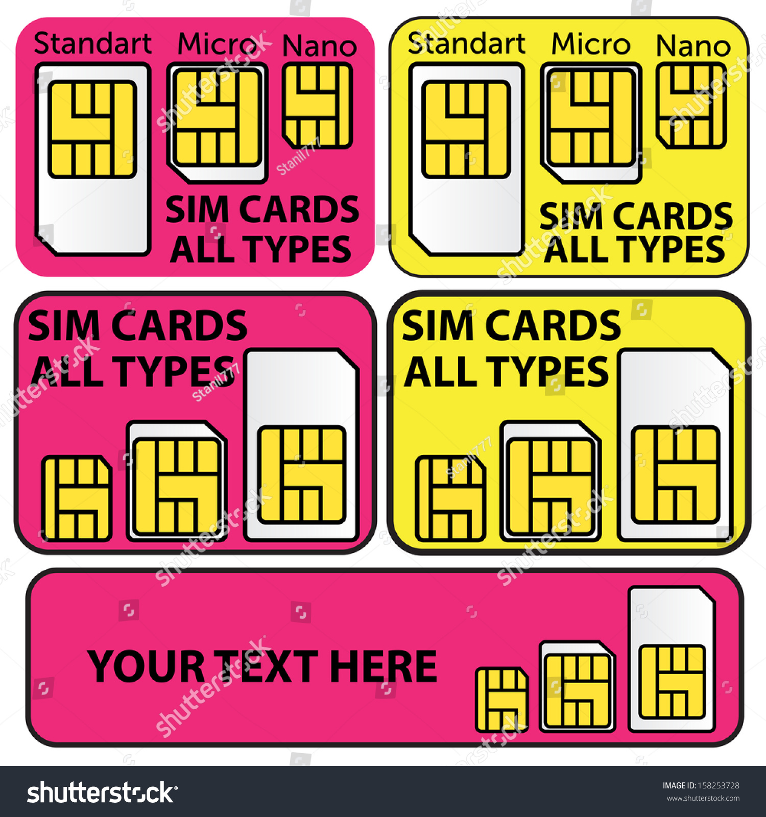 Mobile Neon Sim Card Types Set Stock Vector (Royalty Free) 158253728 ...