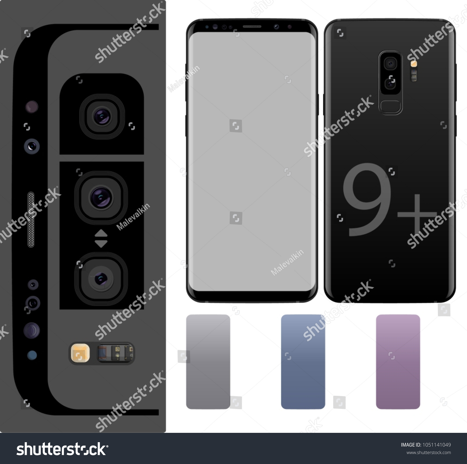 Mobile Phone Front Back Vector Stock Vector (Royalty Free) 1051141049 ...