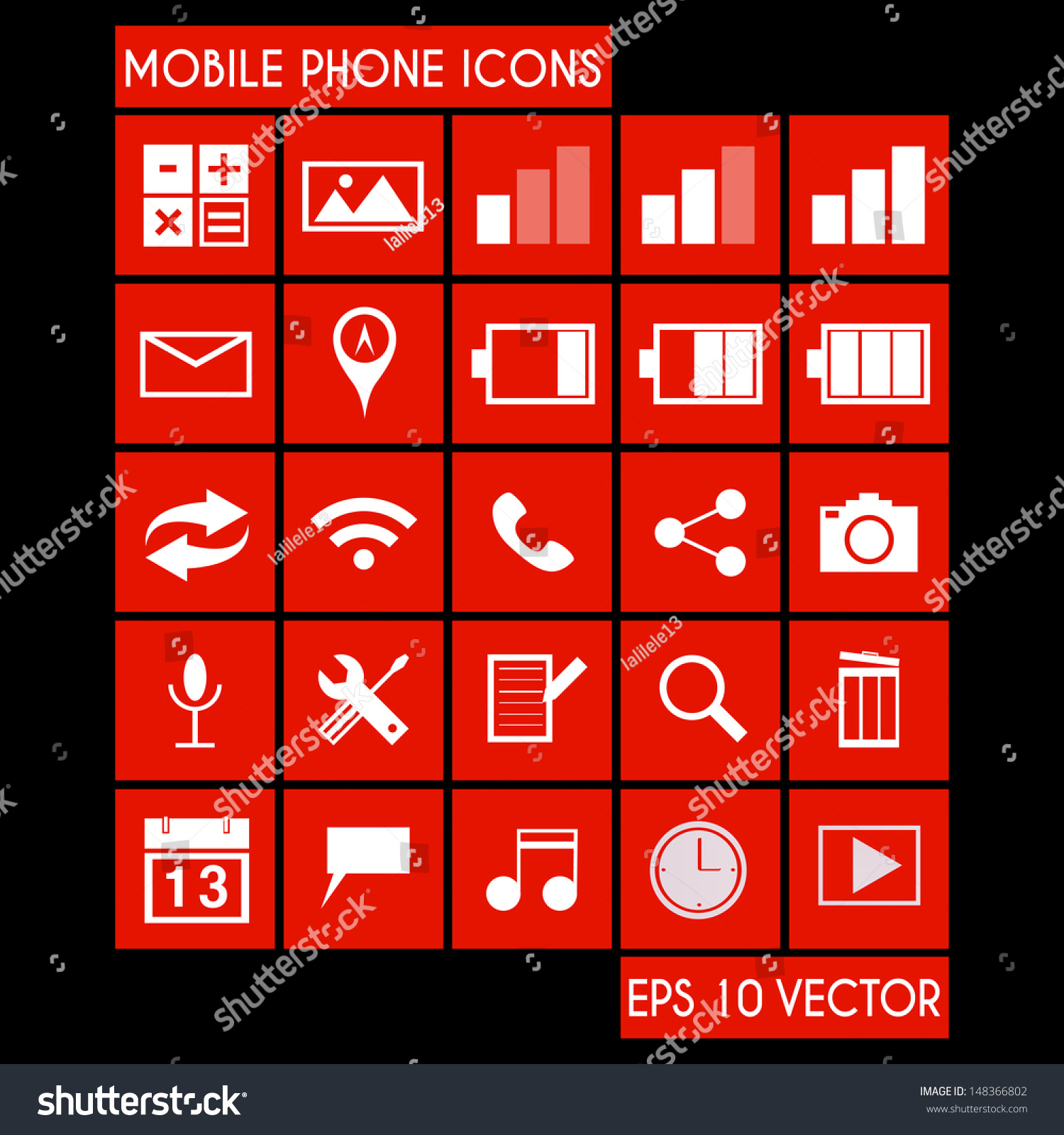 Mobile Phone Icon Set Stock Vector (Royalty Free) 148366802 | Shutterstock