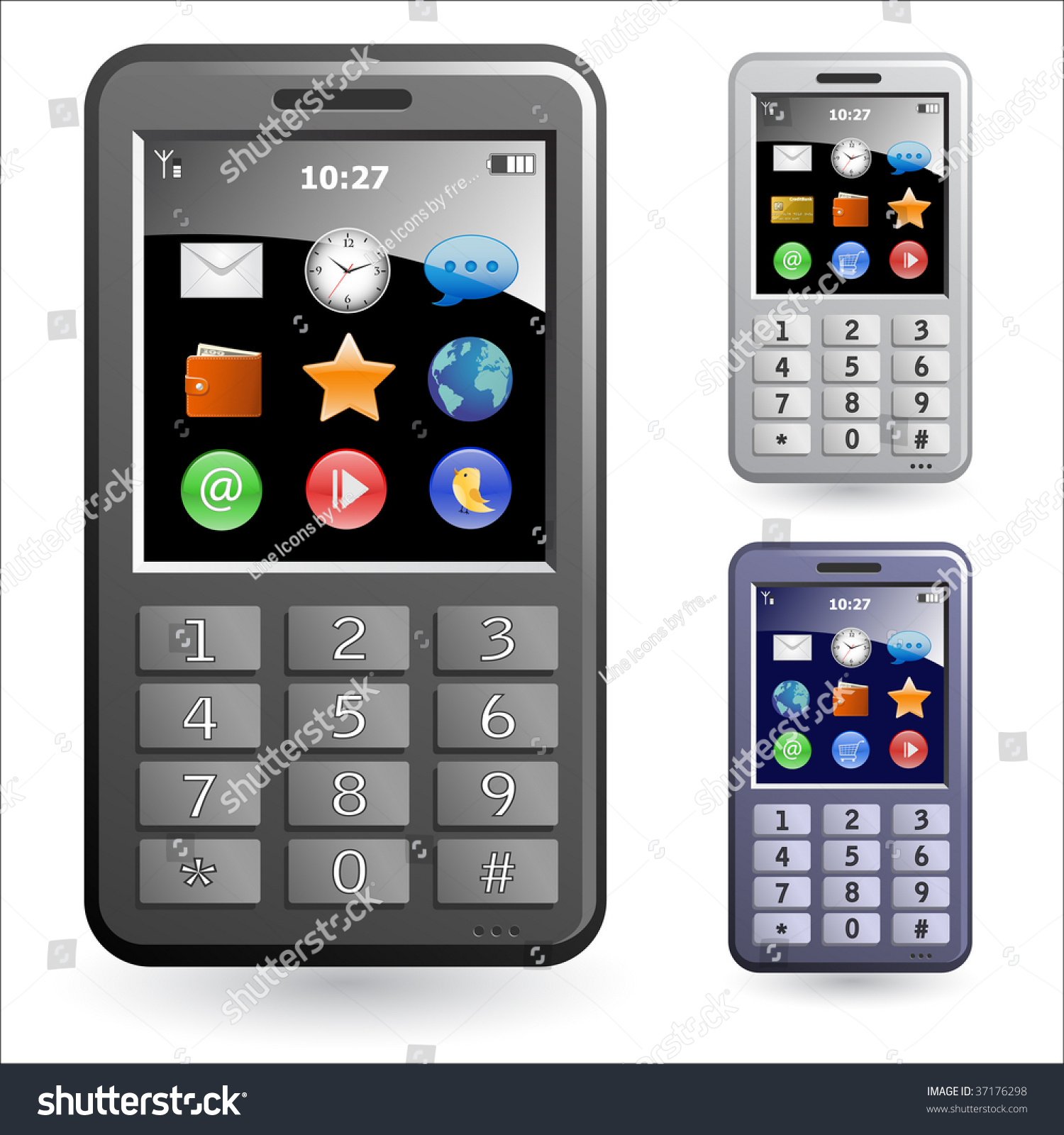 Mobile Phone Icon Set: เวกเตอร์สต็อก (ปลอดค่าลิขสิทธิ์) 37176298 ...