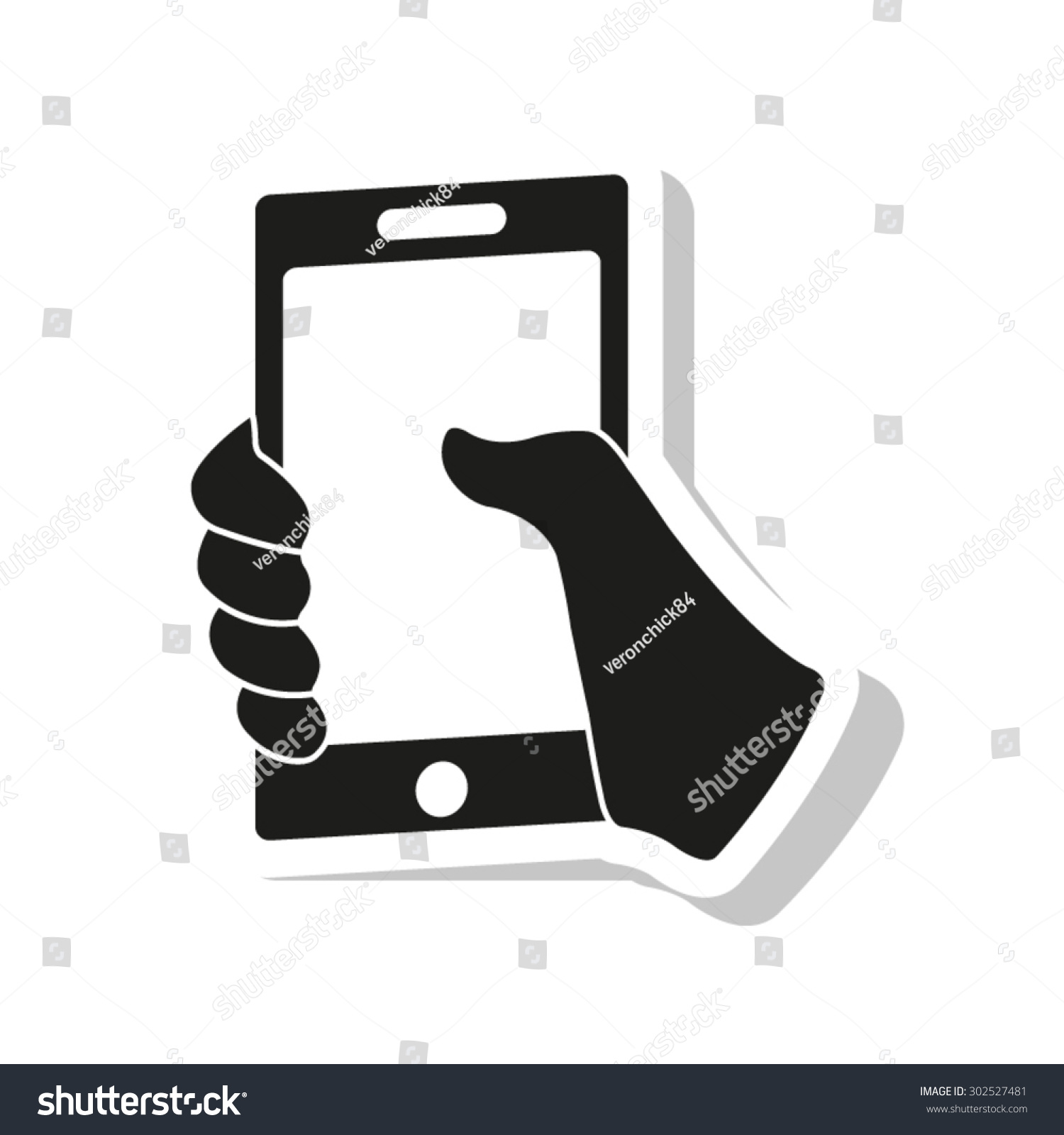 Mobile Phone Hand Icon Vector Stock Vector (Royalty Free) 302527481