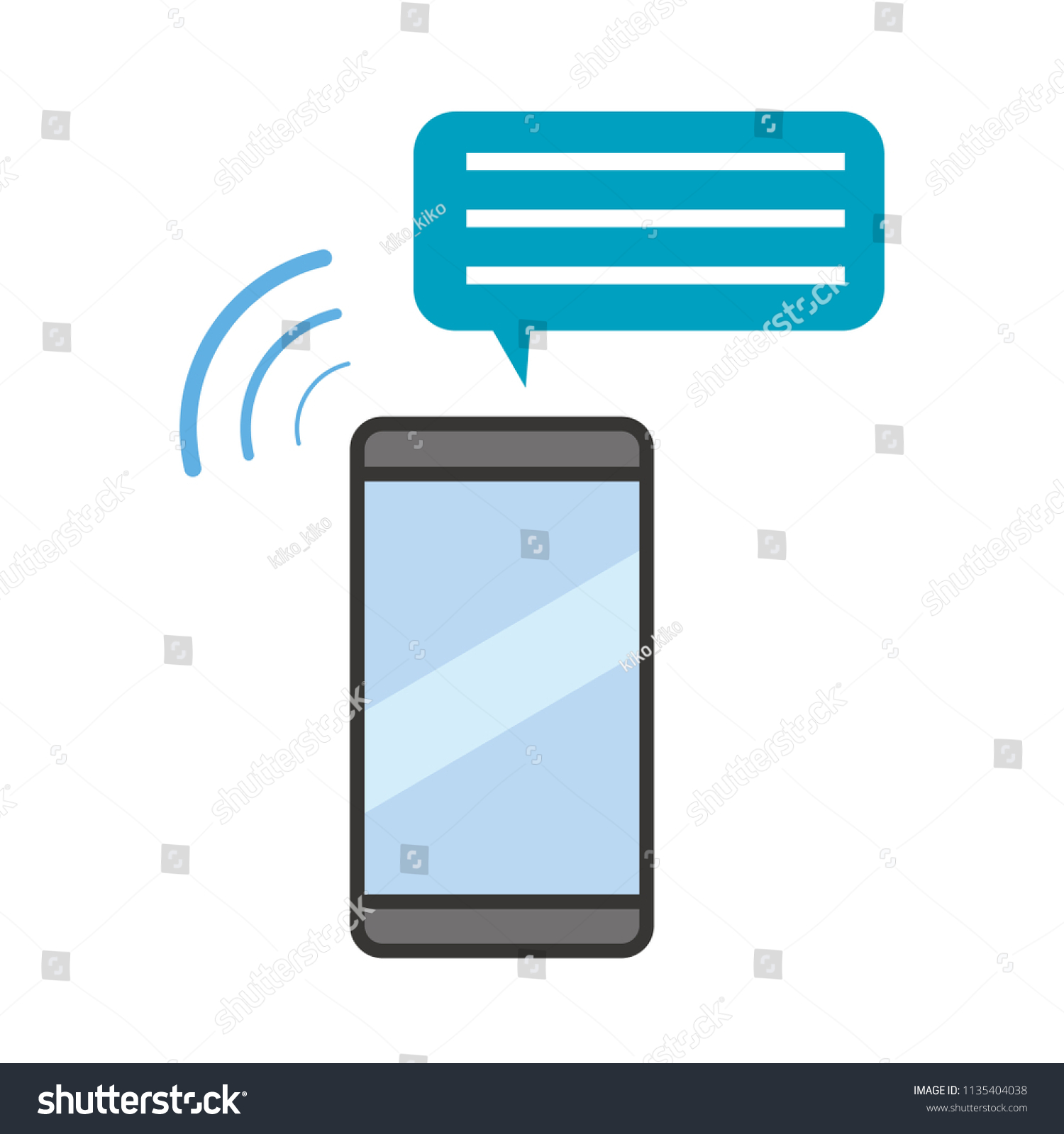 Mobile Phone Receive Message Push Notification Stock Vector (Royalty ...