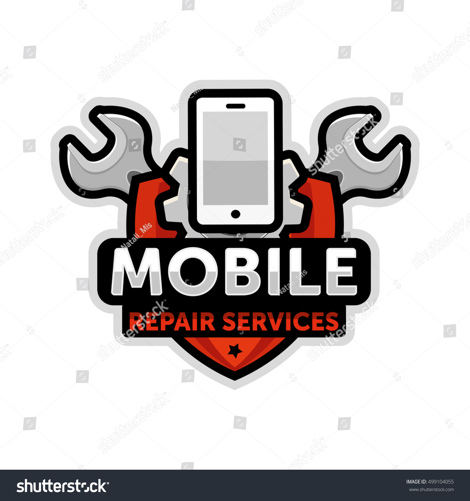 Mobile Repair Logo Emblem Vector Stock Vector (Royalty Free) 499104055