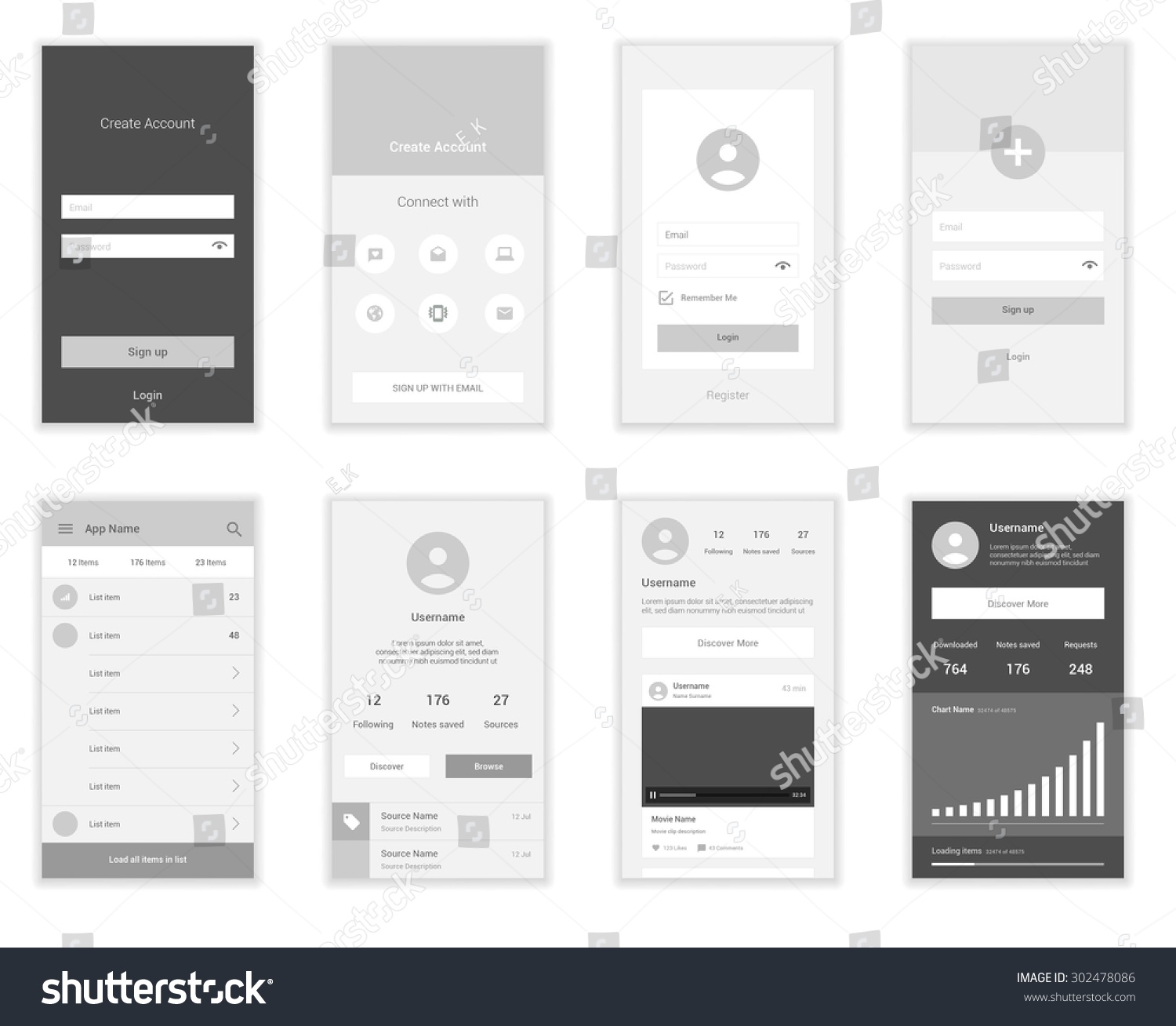 Mobile Screens User Interface Kit Modern Stock Vector (Royalty Free ...