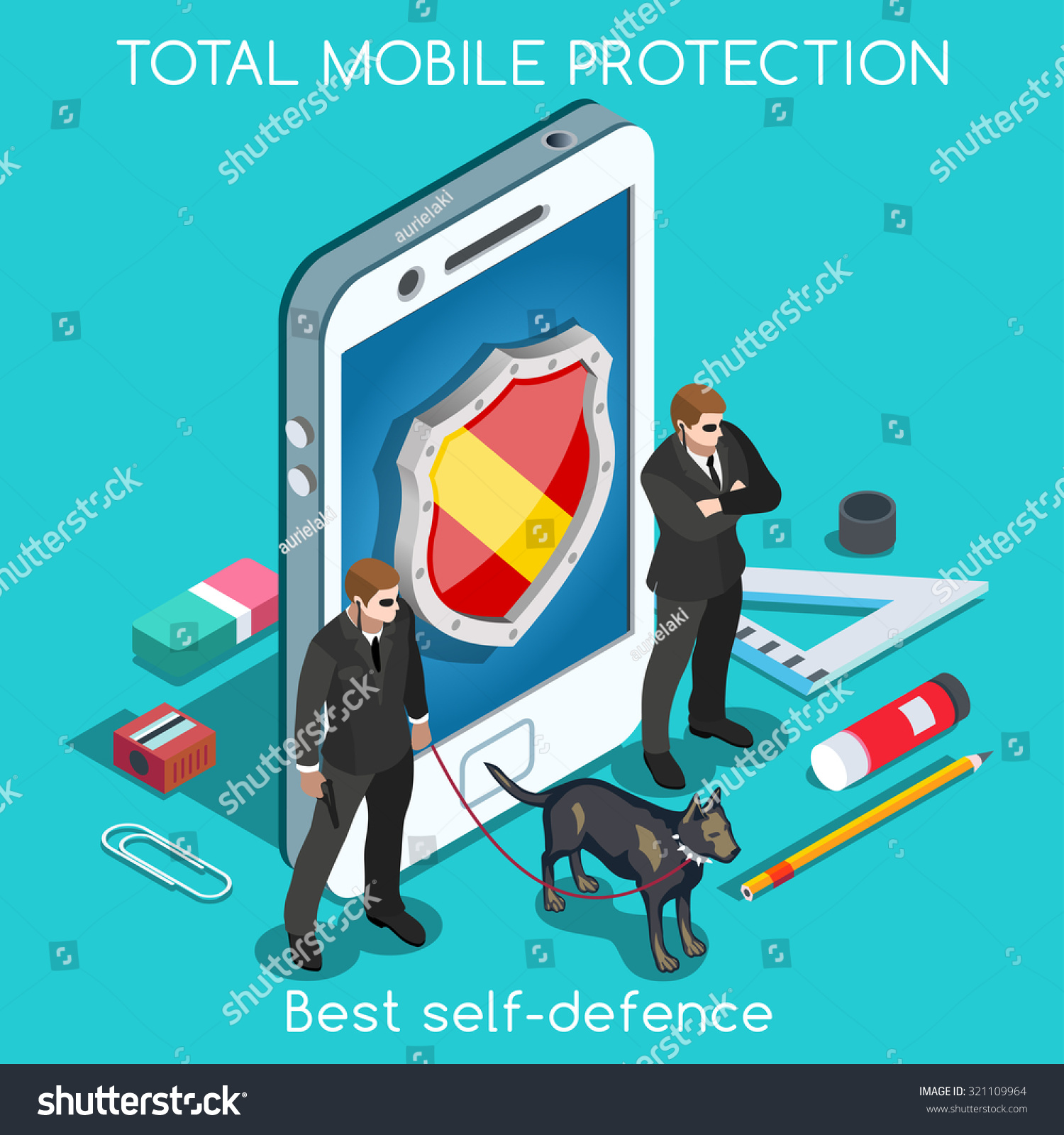 Mobile Secure Data Protect 3d Flat Stock Vector 321109964 - Shutterstock