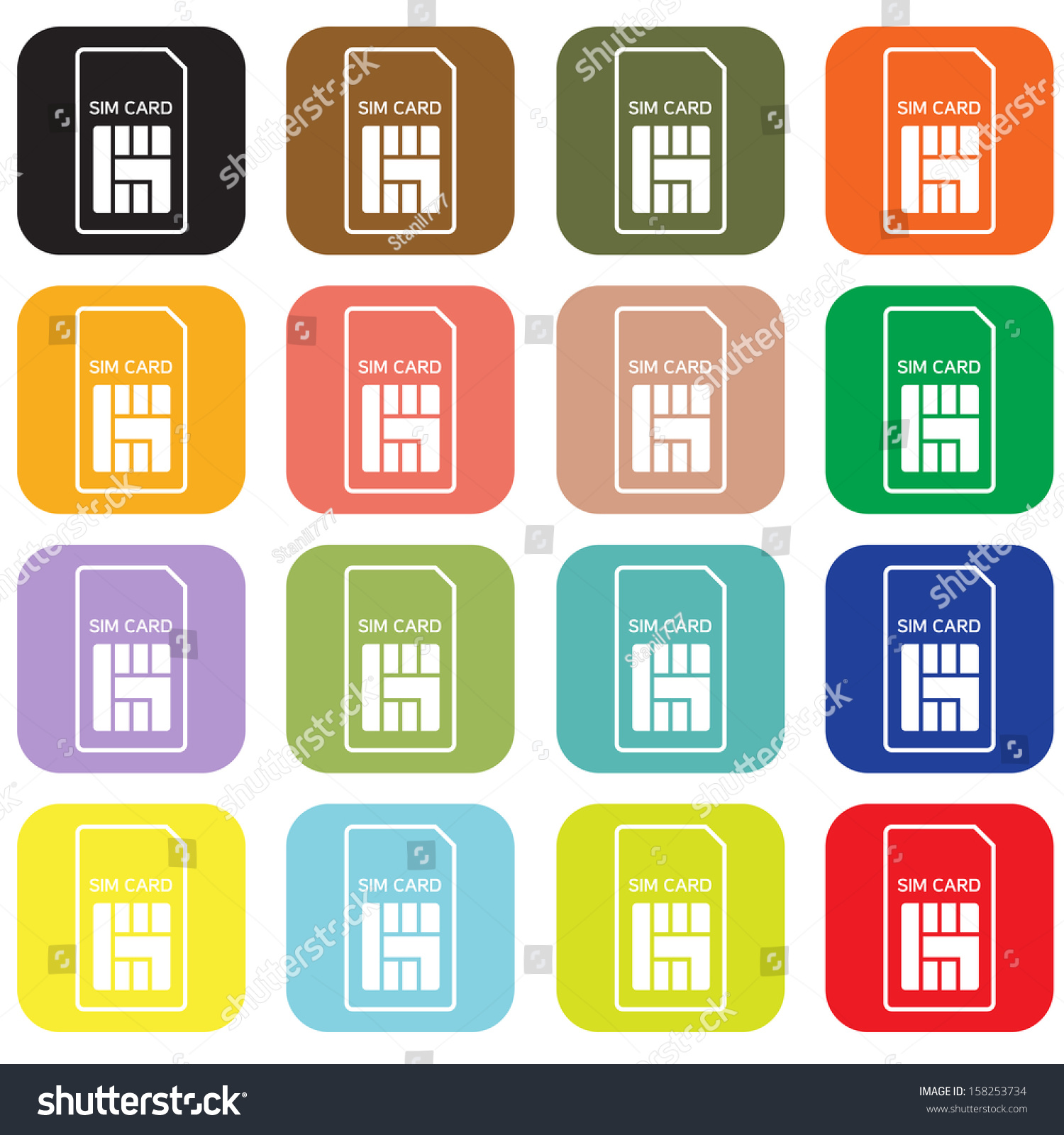 Mobile Sim Card Icon Set Vector Stock Vector (Royalty Free) 158253734 ...