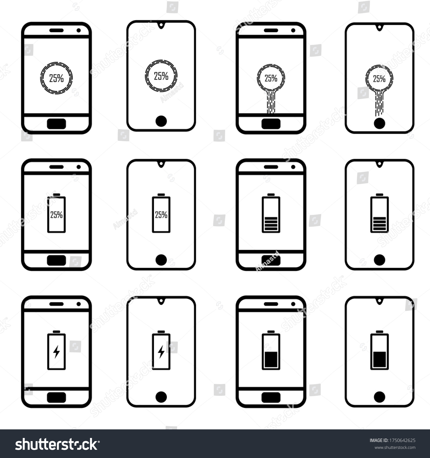 Mobile Smartphones Charging Flat Design Vector Stock Vector (Royalty ...