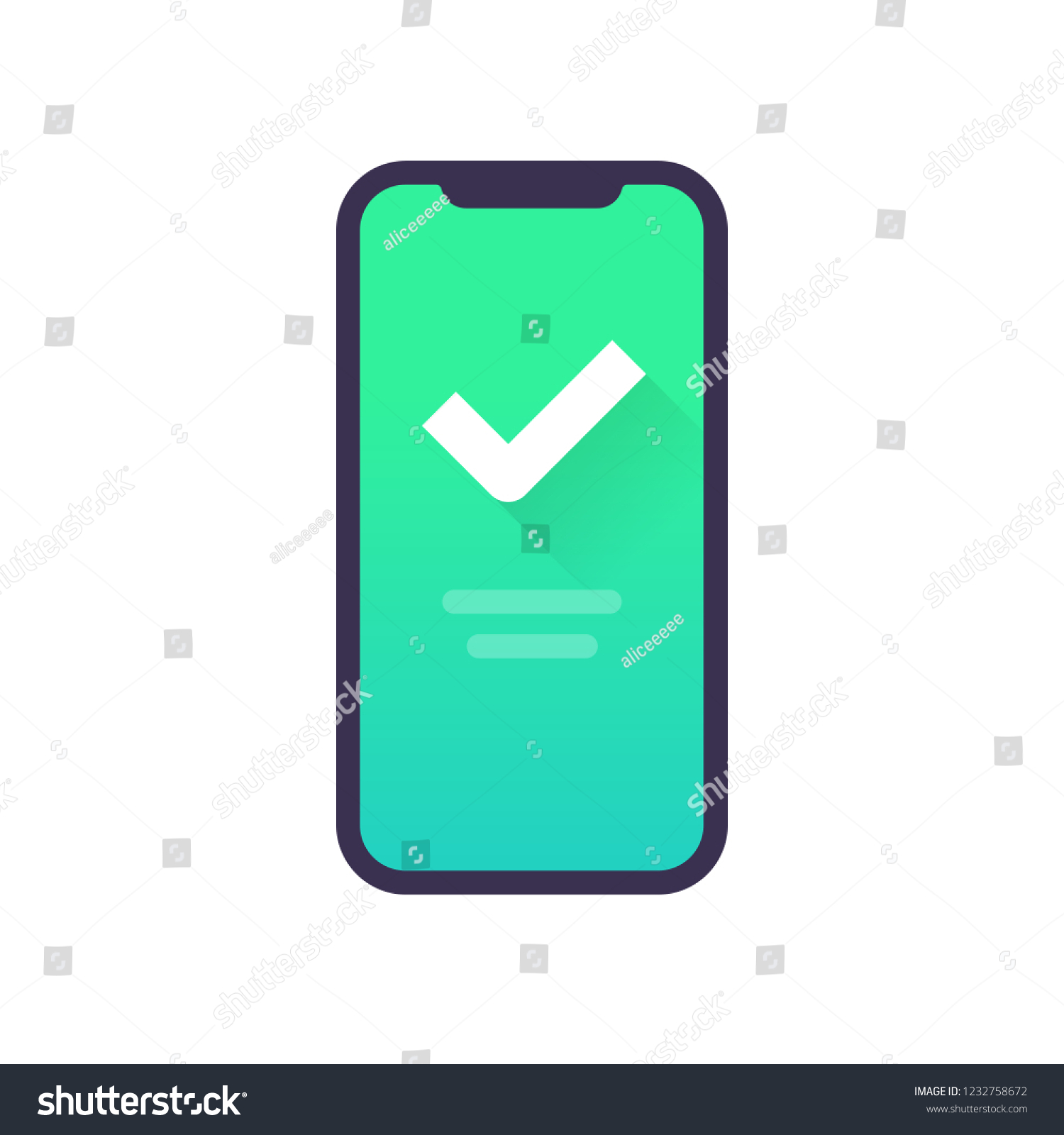 Mobile Verification Flat Check Mark Vector Stock Vector (Royalty Free ...