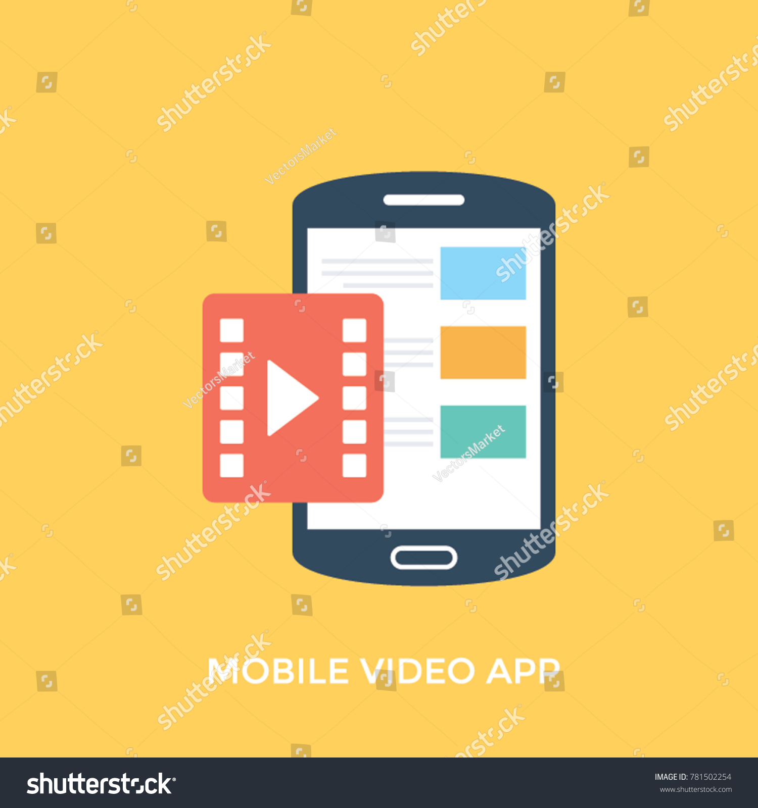 Mobile Video App Flat Vector Illustration Stock Vector (Royalty Free ...