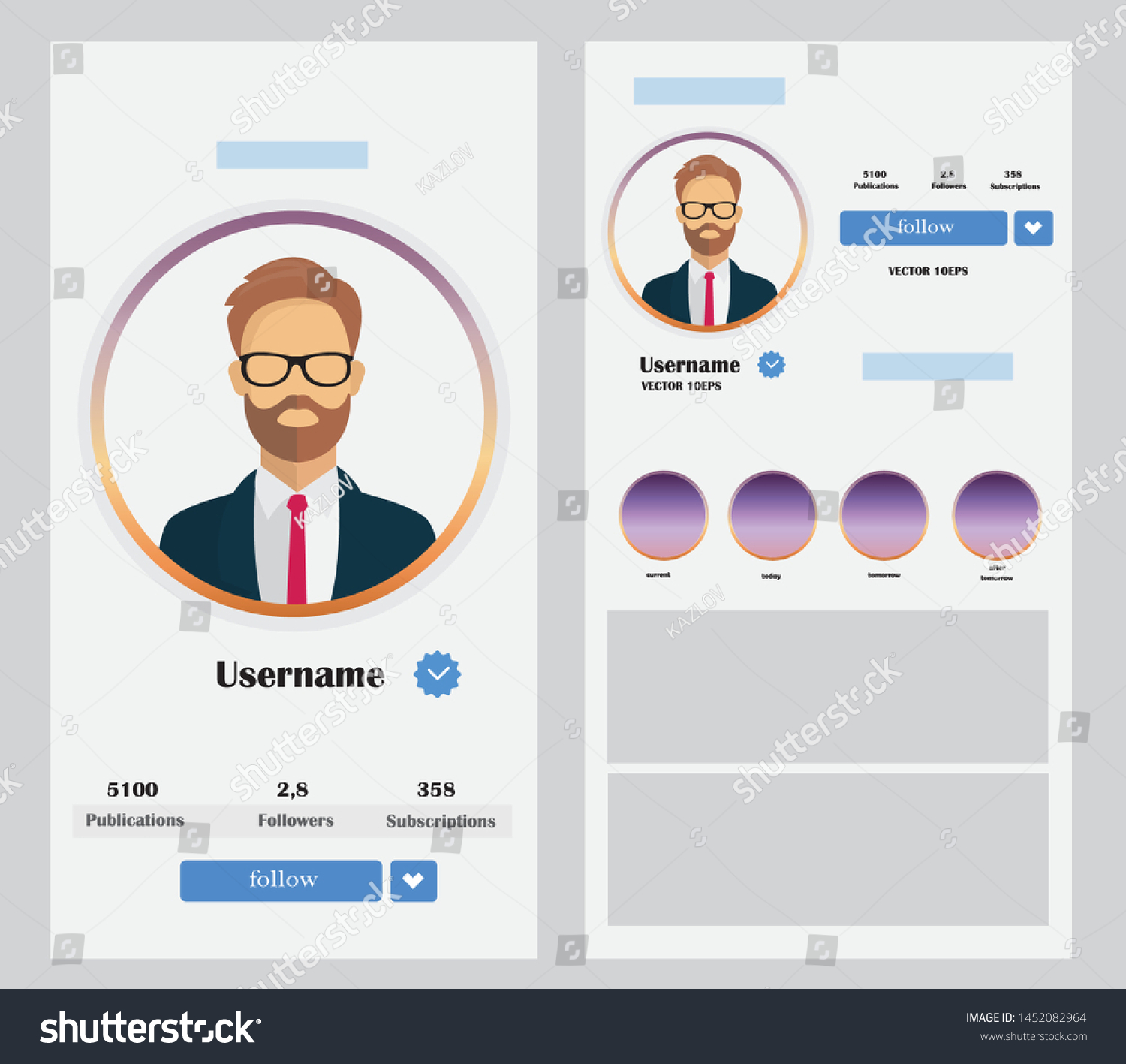 Mobile Website Template People Avatars Social Stock Vector (Royalty ...
