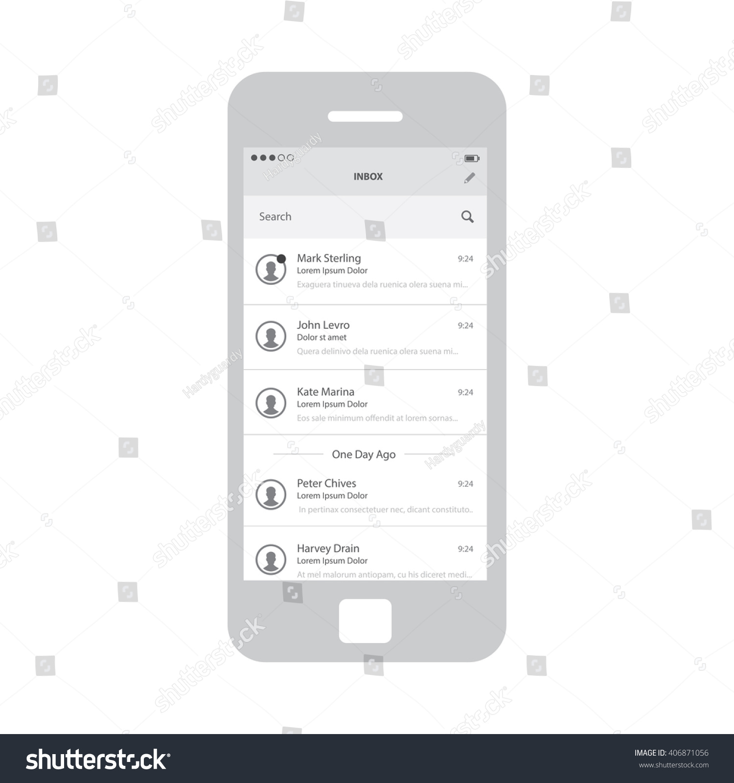 Mobile Wireframe App Ui Kit Inbix: vetor stock (livre de direitos ...