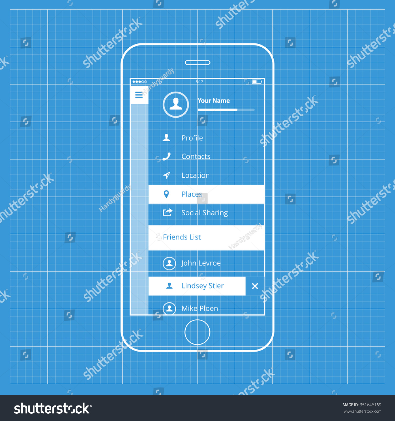 Mobile Wireframe Ui Kit Sidebar Menu: เวกเตอร์สต็อก (ปลอดค่าลิขสิทธิ์ ...
