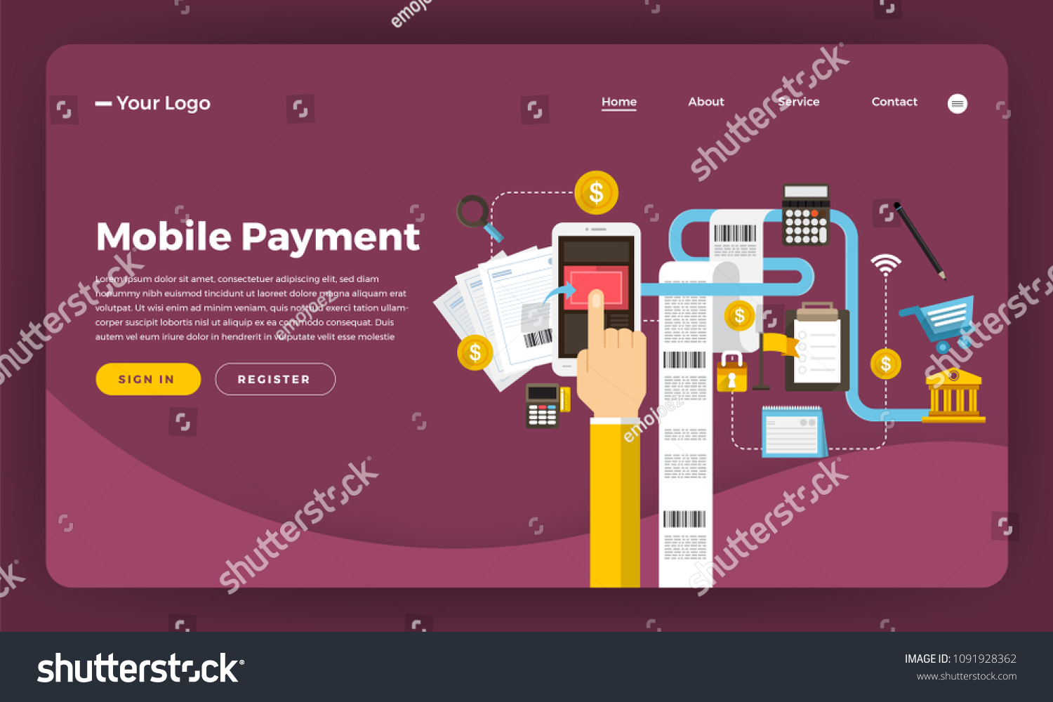 Mockup Design Website Flat Design Concept Stock Vector (Royalty Free ...