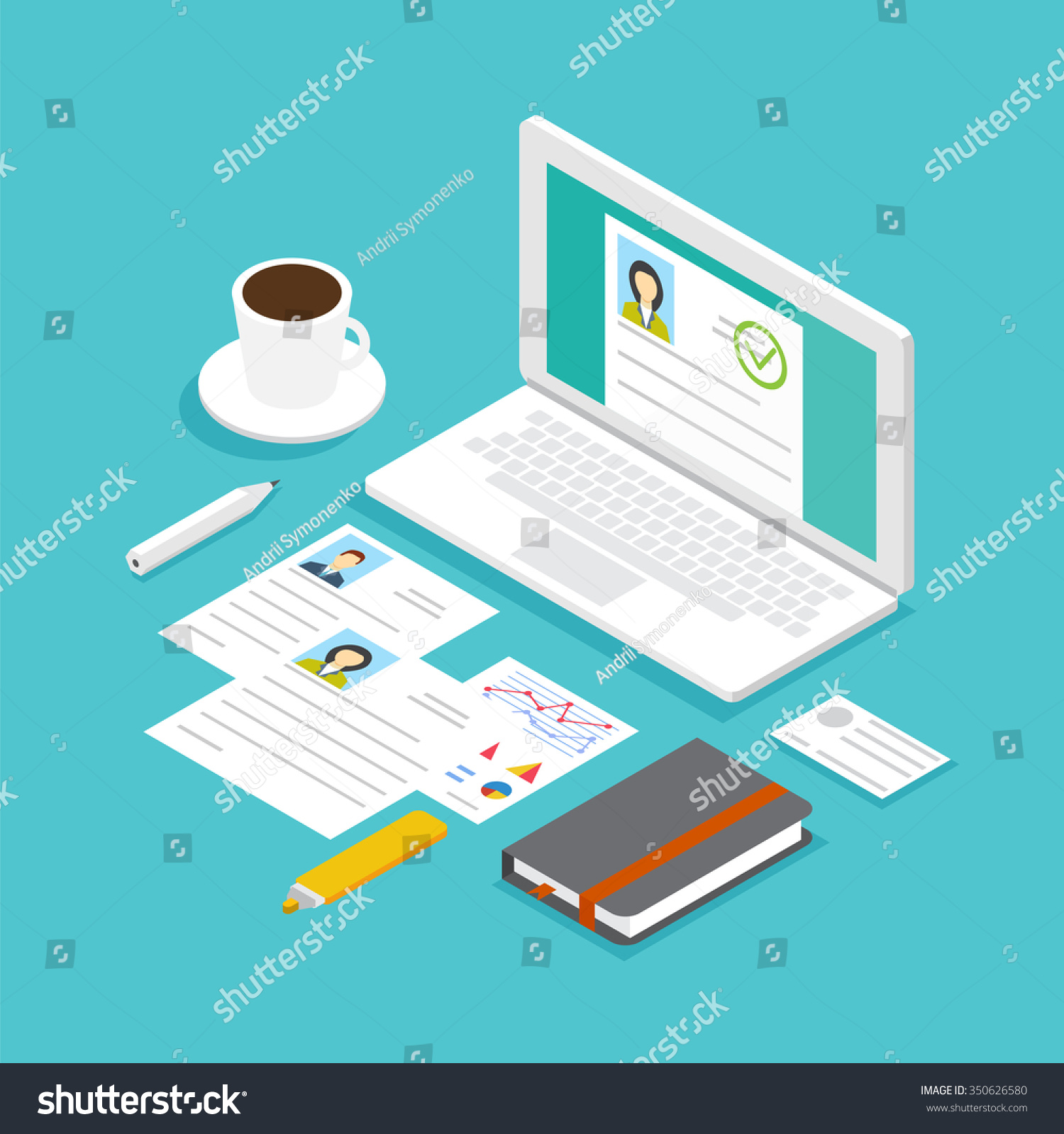 Mockup Isometric Set Job Interview Stock Vector (Royalty Free ...