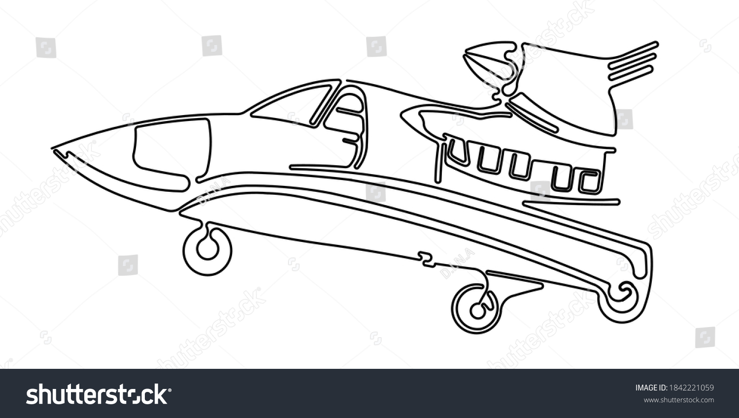 Vektor Stok Model Plane Drawing Vector Using Continuous (Tanpa Royalti ...