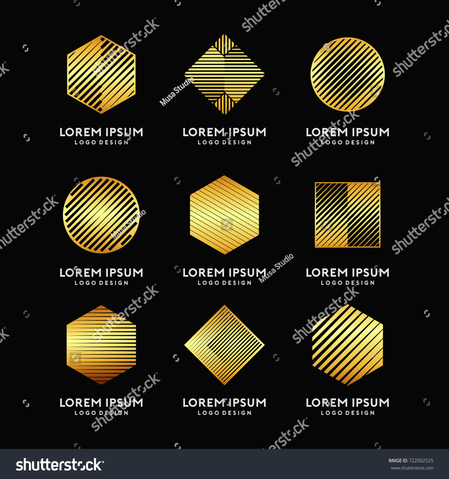 Modern Abstract Gold Logo Template Set Stock Vector (Royalty Free ...