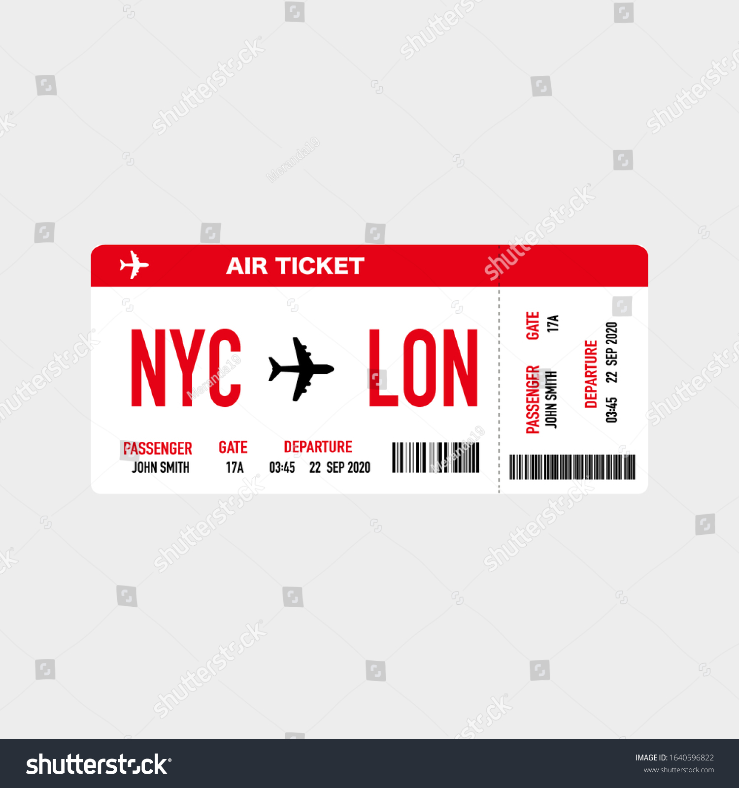 Modern Realistic Airline Ticket Design Flight Stock Vector (Royalty ... Modern Realistic Airline Ticket Design Flight Stock Vector (Royalty ...