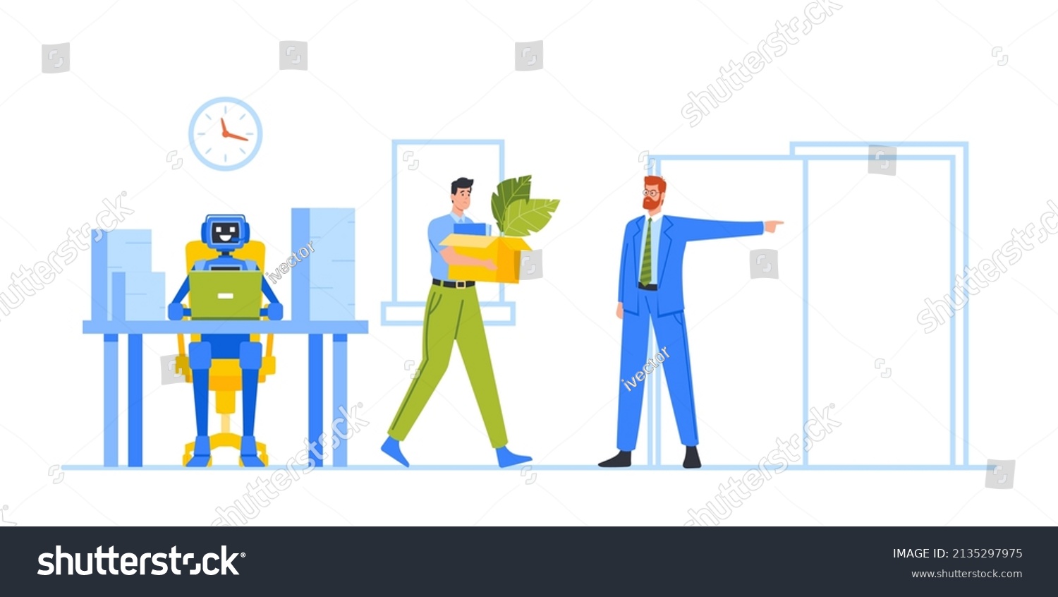 Modern Artificial Intelligence Robot Machine Replace Stock Vector ...