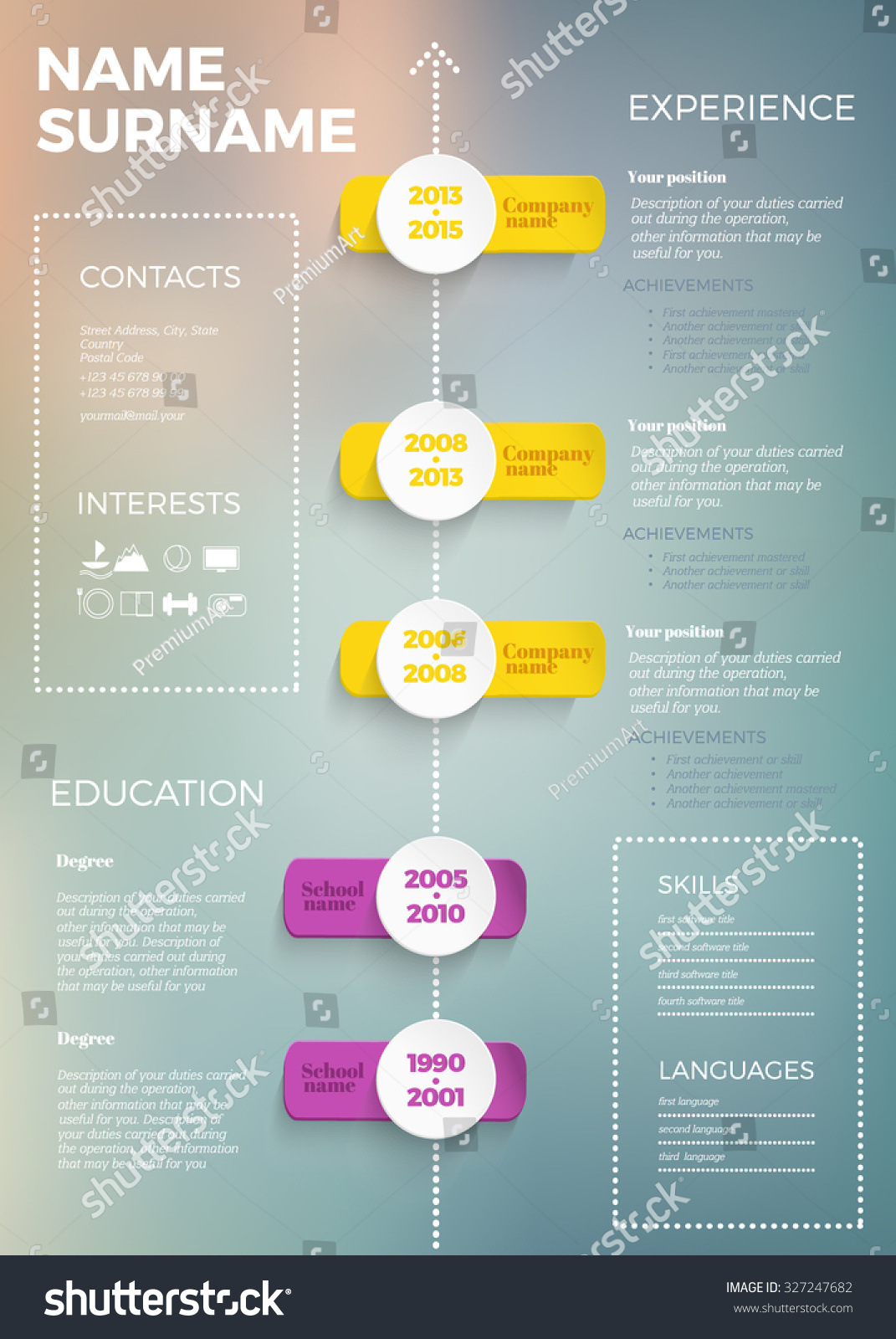 Modern Blur Resume Template Stock Vector (Royalty Free) 327247682