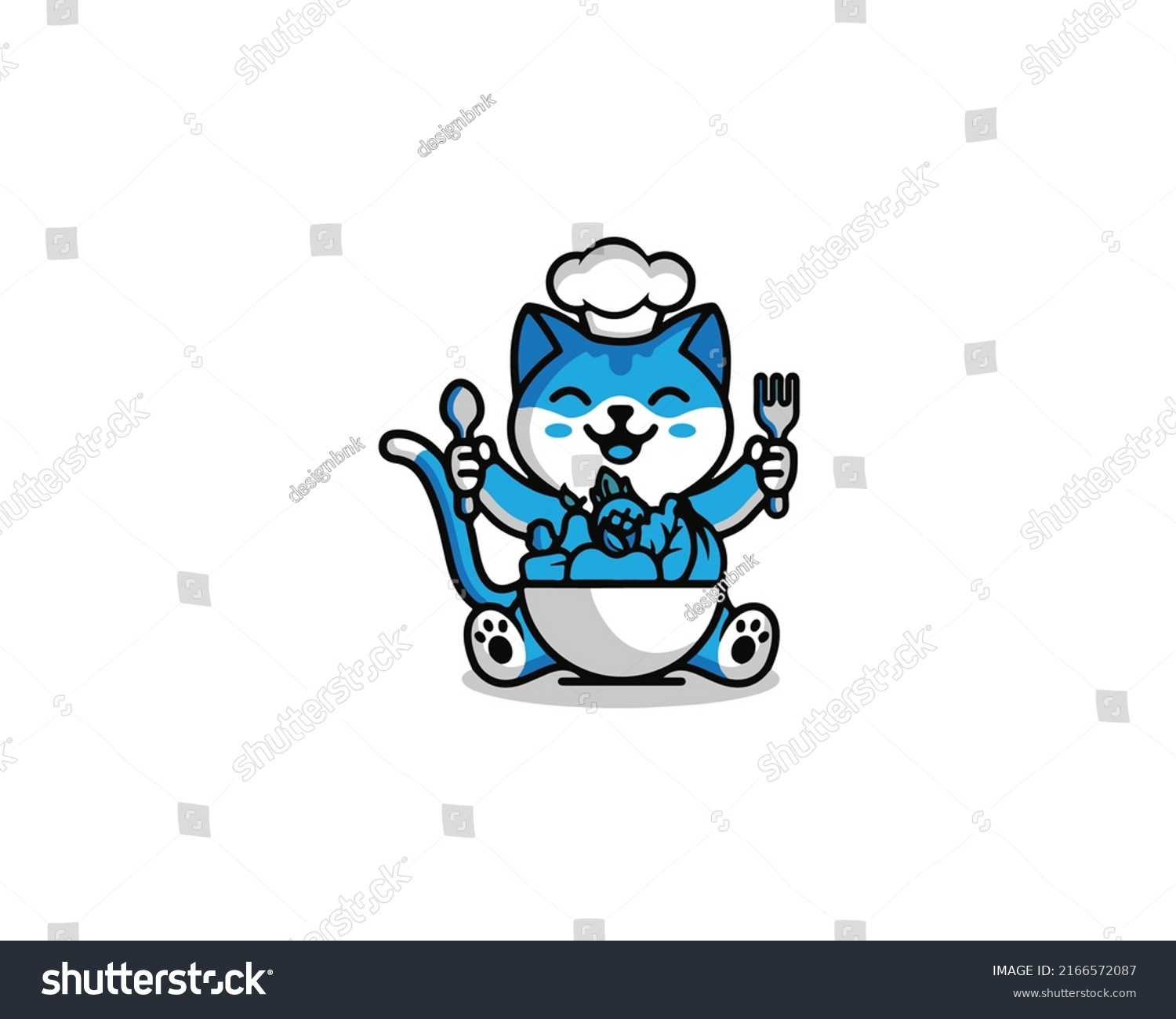 Modern Cat Chef Logo Design Template Stock Vector (Royalty Free ...