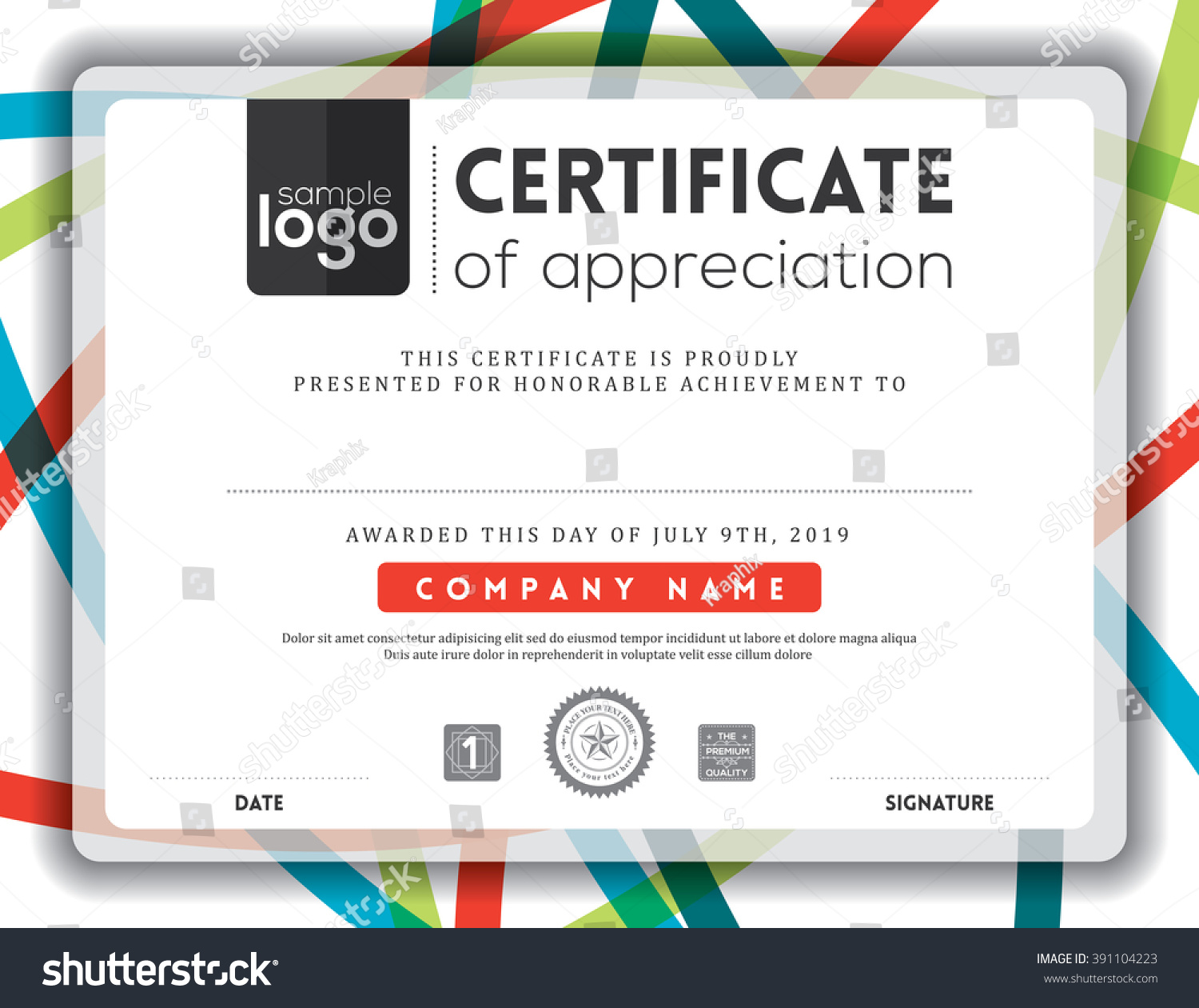 Modern Certificate Background Frame Design Template 库存矢量图（免版税）391104223