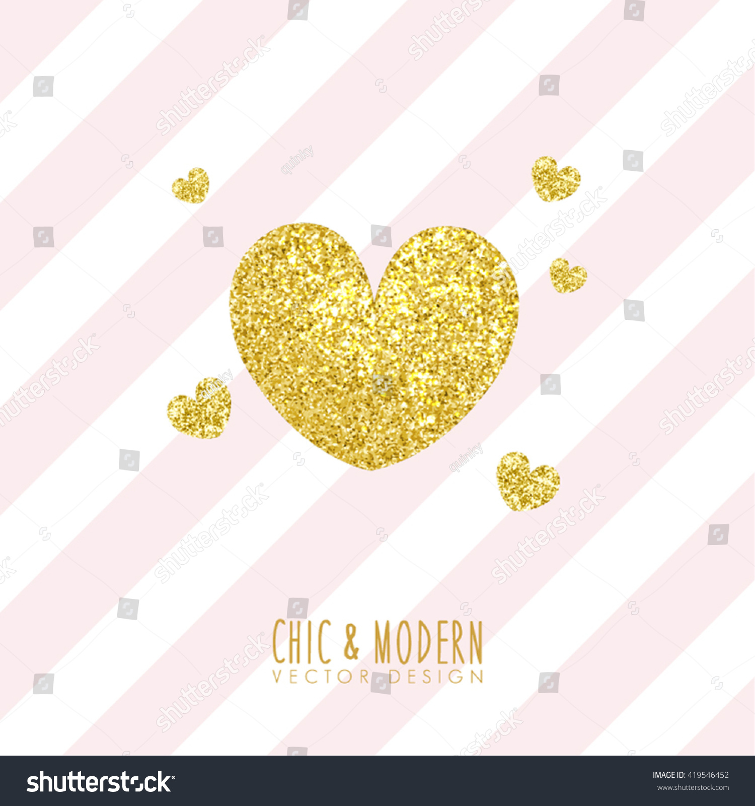 Modern Chic Gold Heart Shape Vector Stock Vector (Royalty Free) 419546452