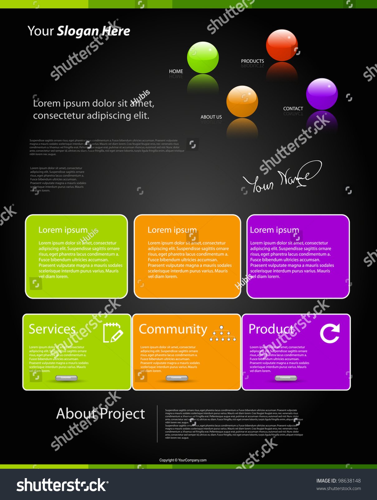 Modern Color Website Template Stock Vector (Royalty Free) 98638148 ...