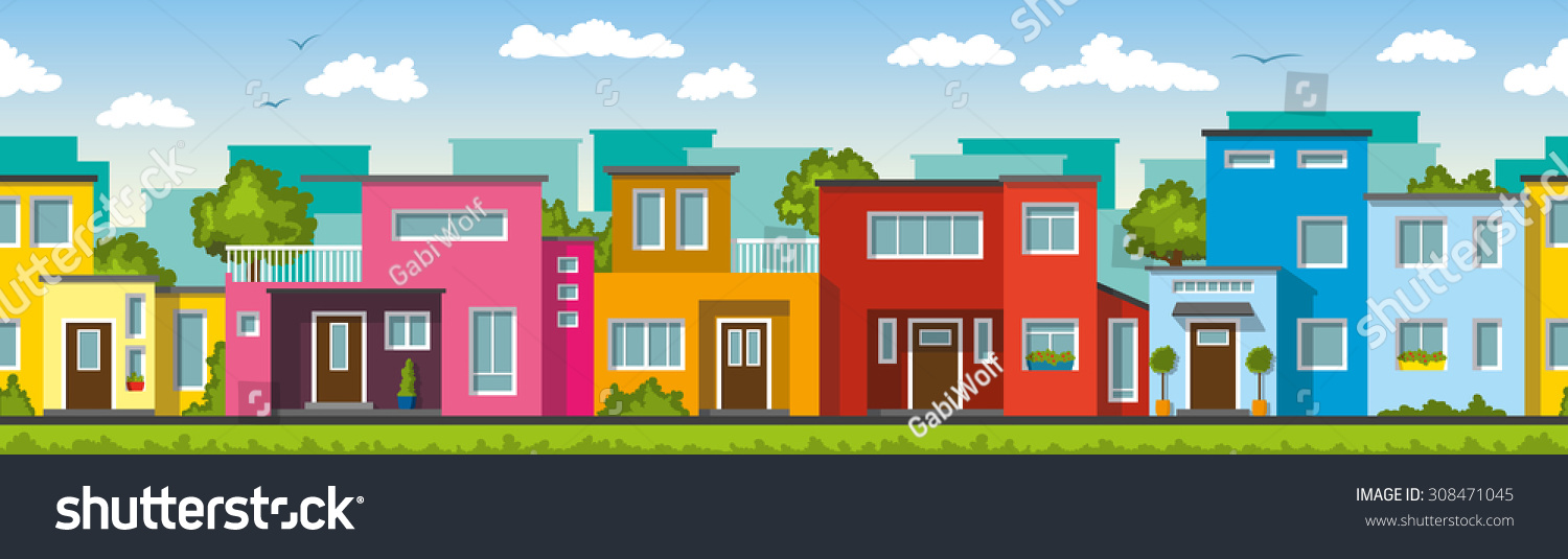 Modern Colorful Houses Usable Continuous Background Stock Vector ... Modern Colorful Houses Usable Continuous Background Stock Vector ...