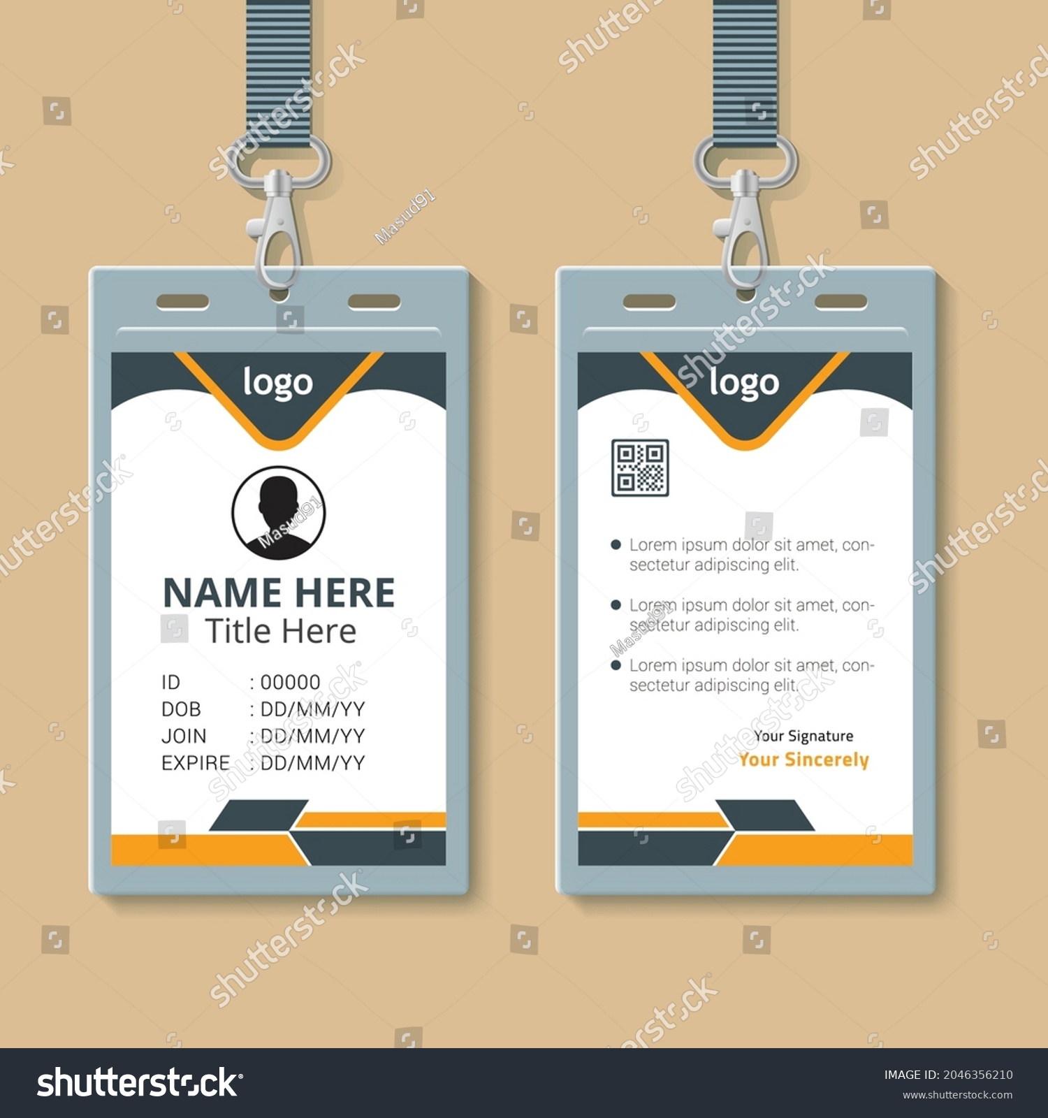 Modern Creative Clean Two Sided Id Stock Vector (Royalty Free ...