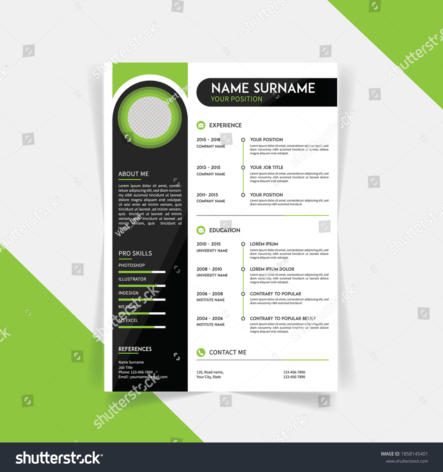Modern Creative Resume Cv Template Vector Stock Vector (Royalty Free ...