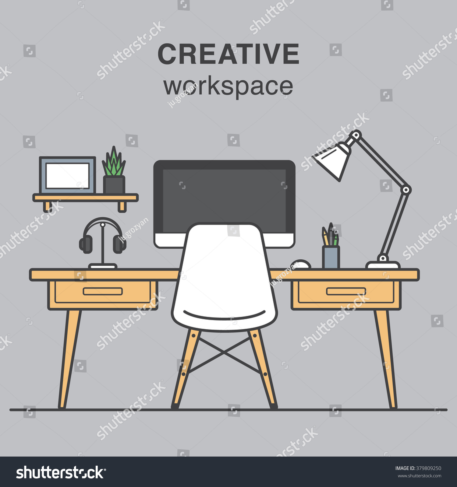 Modern Creative Workspace Illustration Work Table Stock Vector (Royalty ... Modern Creative Workspace Illustration Work Table Stock Vector (Royalty ...