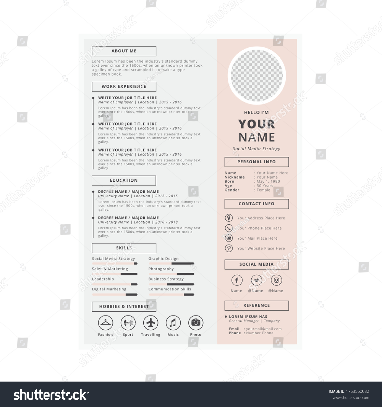 Modern Curriculum Vitae Professional Template Stock Vector (Royalty ...